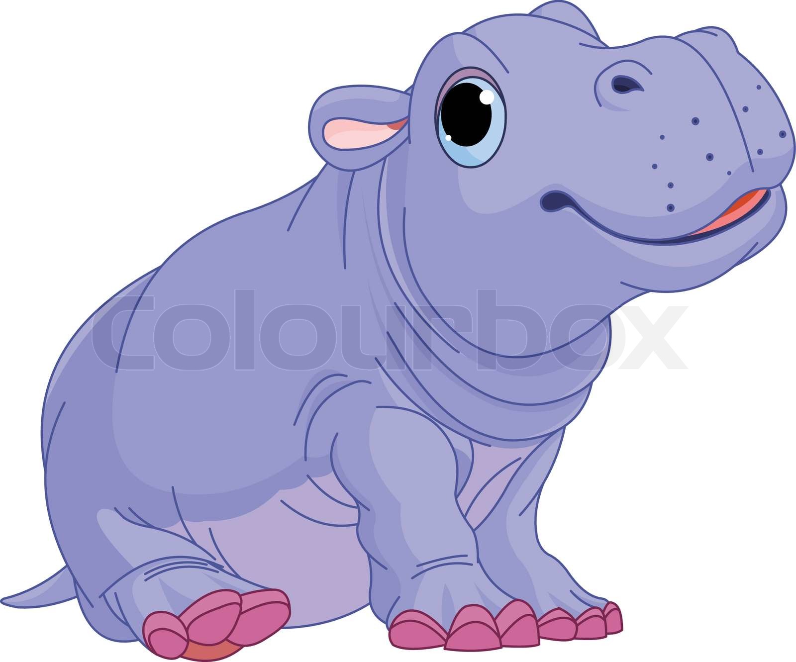 Illustration of cute baby Hippo boy | Stock vector | Colourbox
