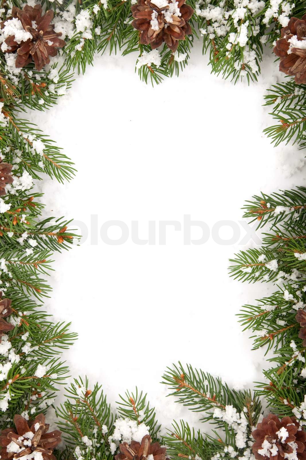 Christmas framework with snow isolated on white background | Stock ...