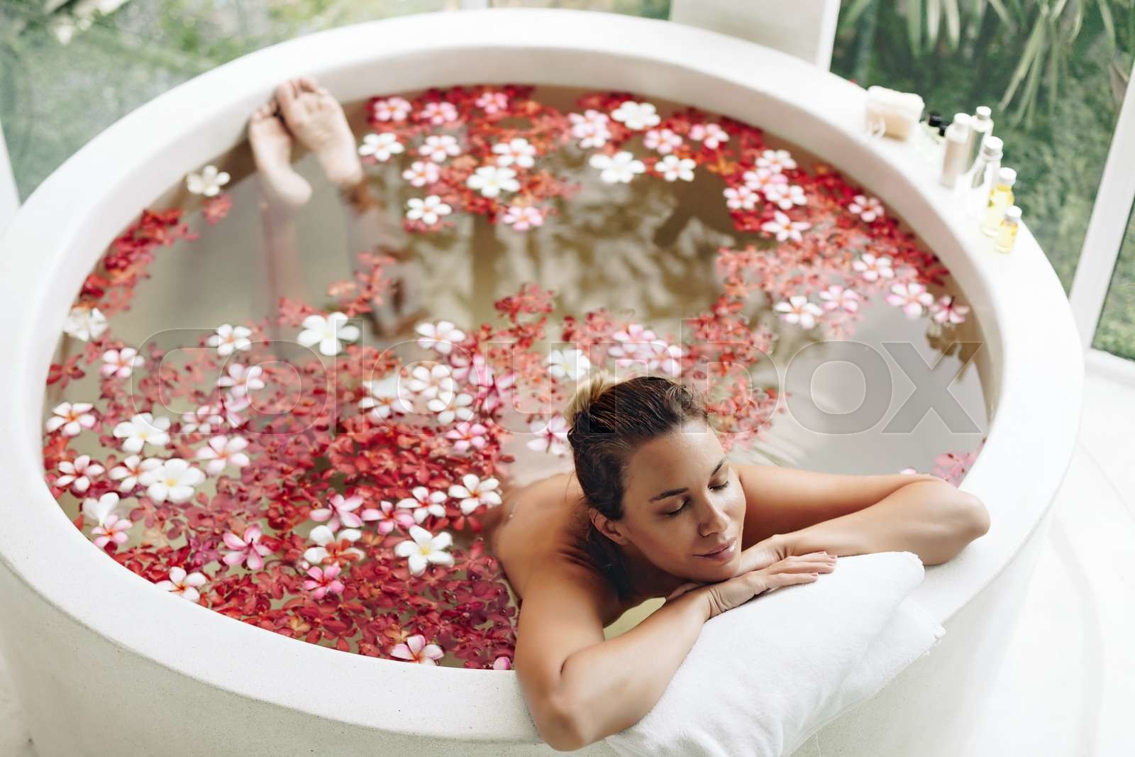 Spa bathing with flowers | Stock image | Colourbox