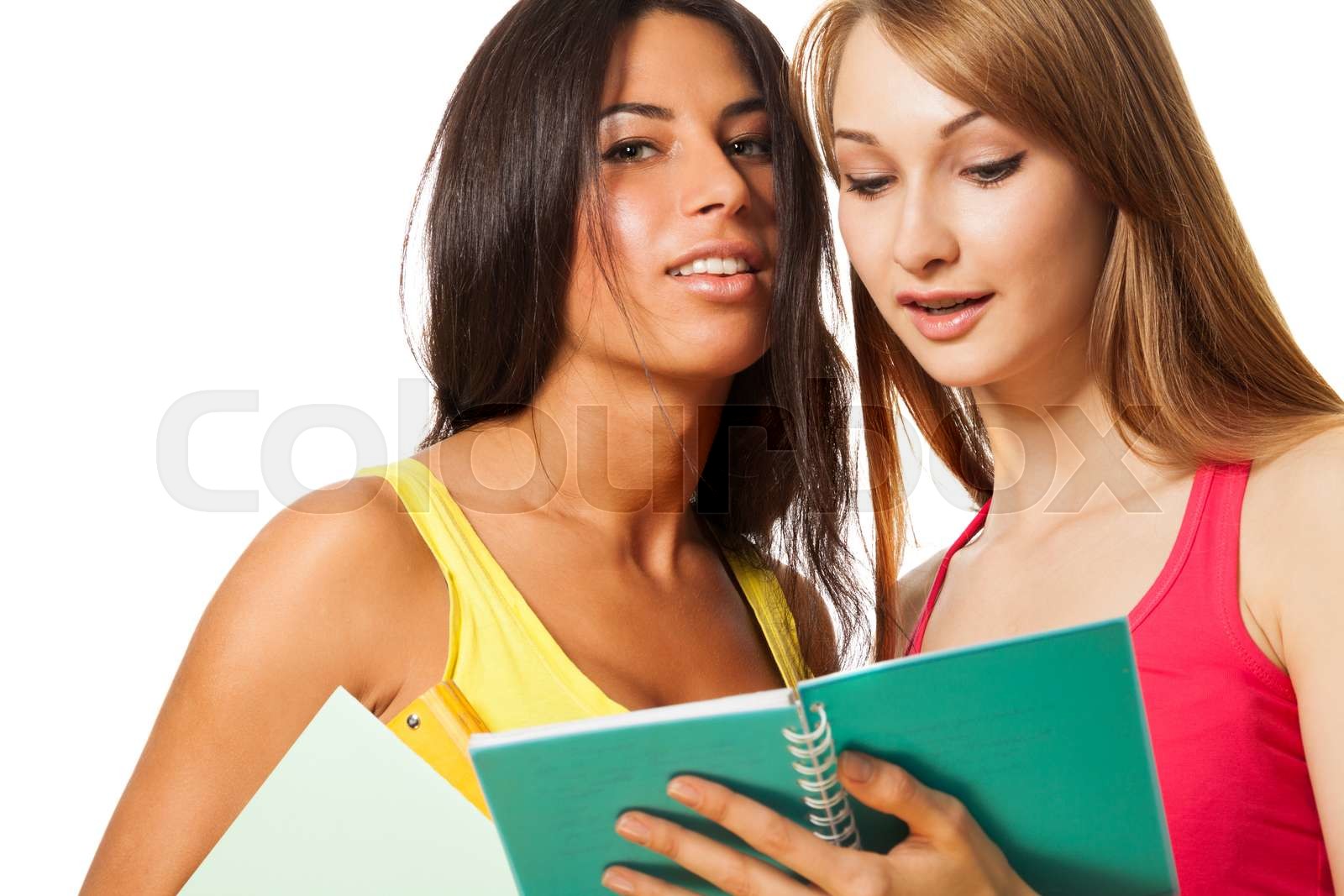 two girls studying | Stock image | Colourbox