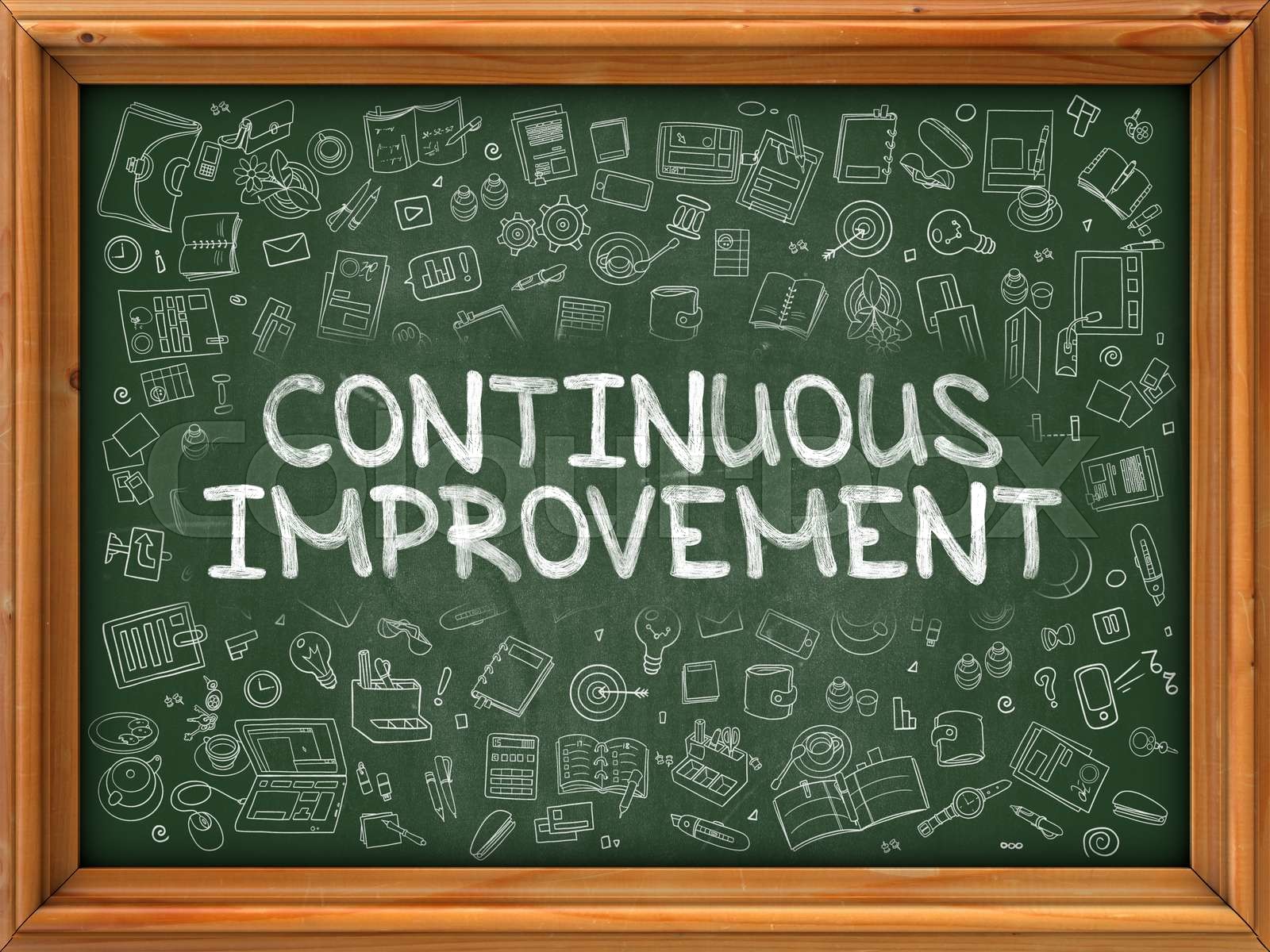Hand Drawn Continuous Improvement on Green Chalkboard. | Stock image ...