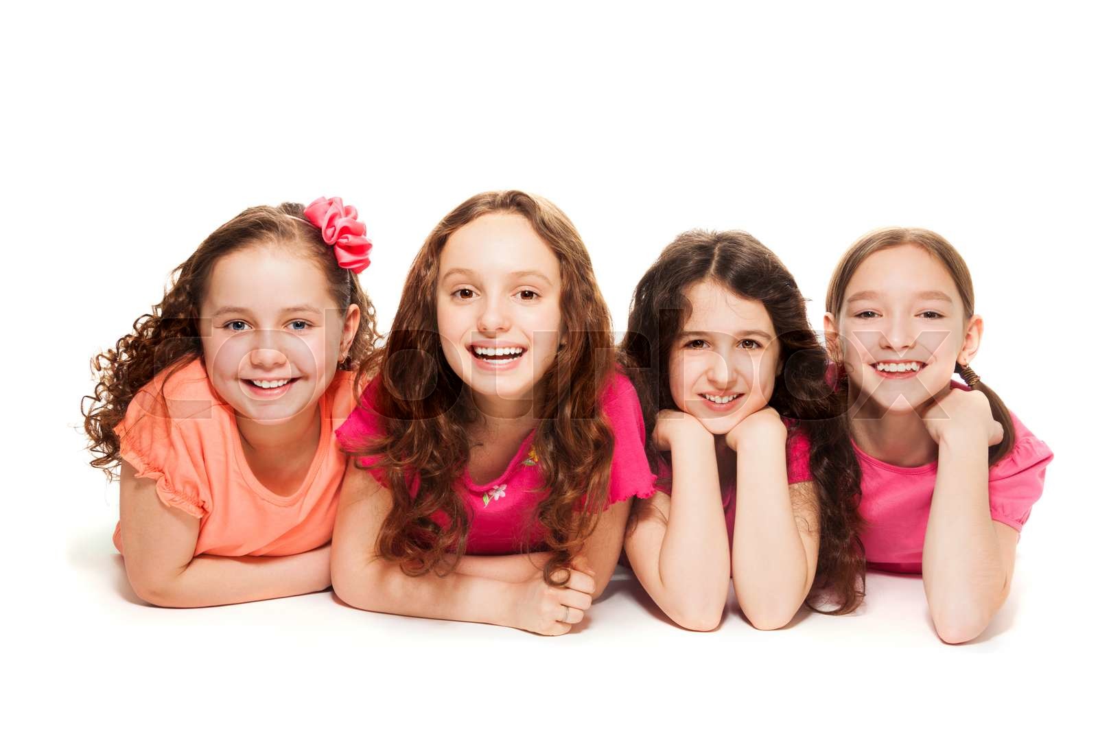 Four happy girls friends | Stock image | Colourbox