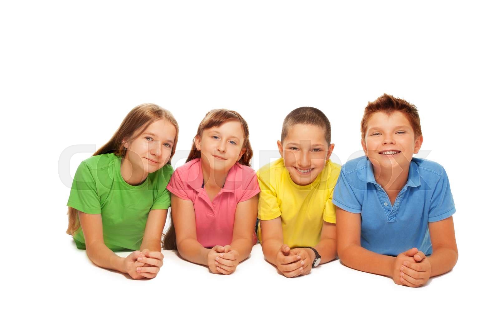Kids in a row isolated | Stock image | Colourbox