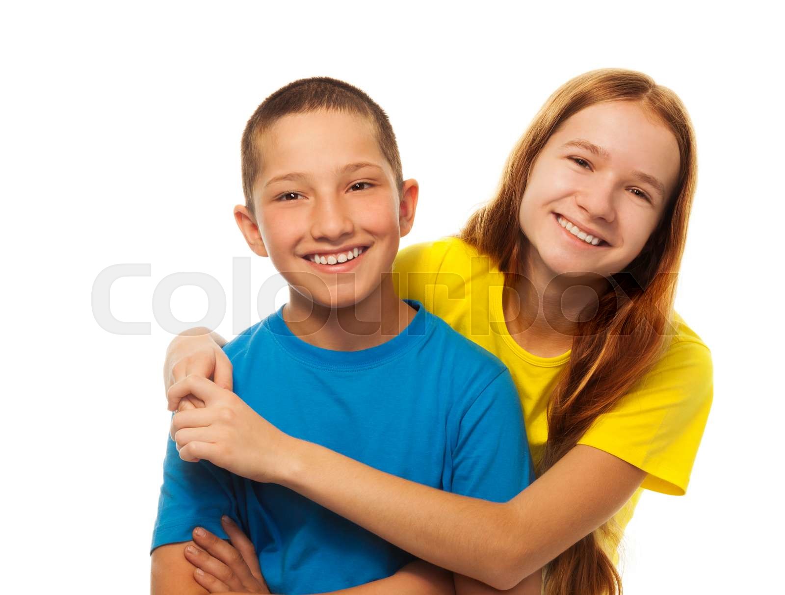 Two hugging kids | Stock image | Colourbox