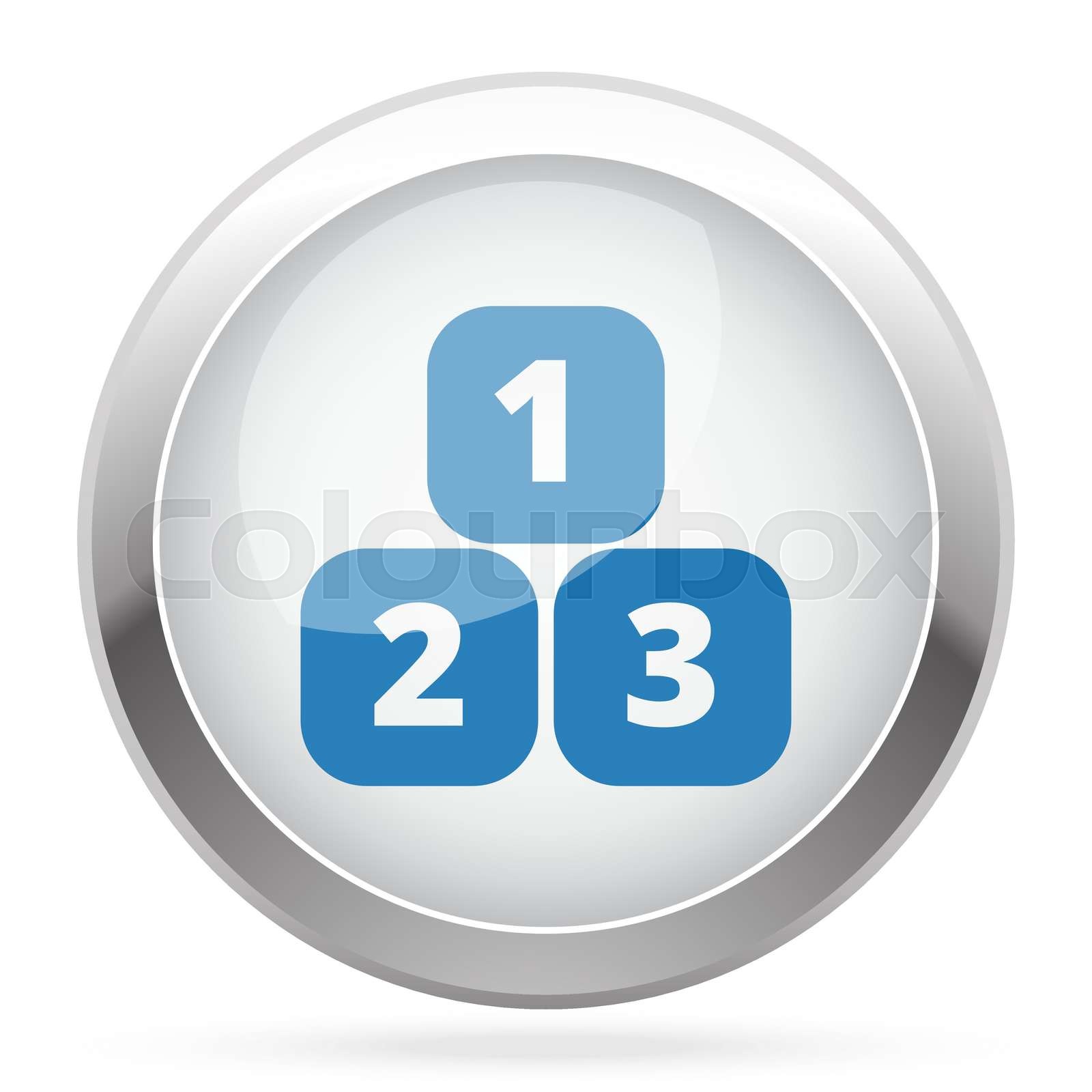Blue 123 Blocks icon on white glossy chrome app button | Stock vector ...