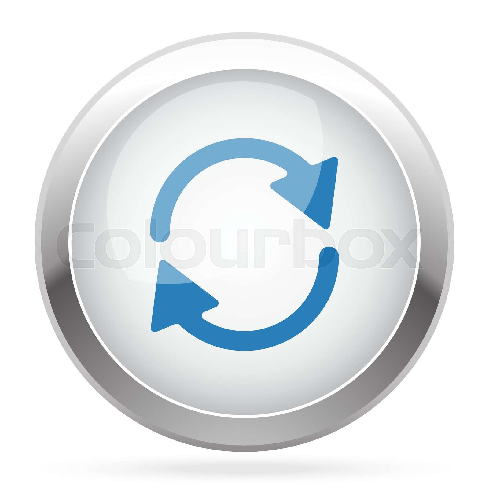 Blue Refresh icon on white glossy chrome app button | Stock vector ...