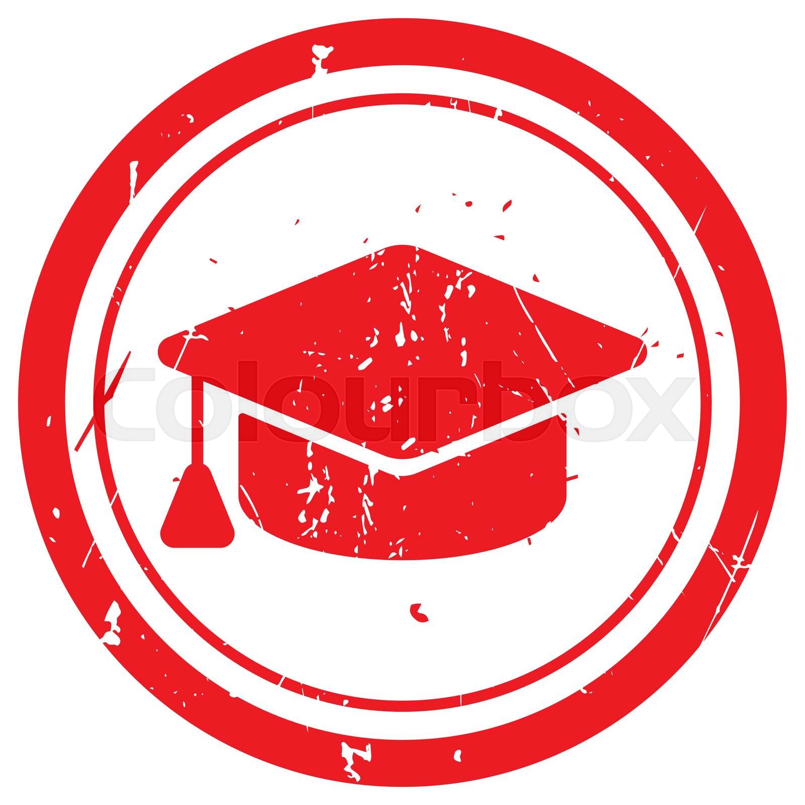 Red Graduation Cap rubber stamp | Stock vector | Colourbox