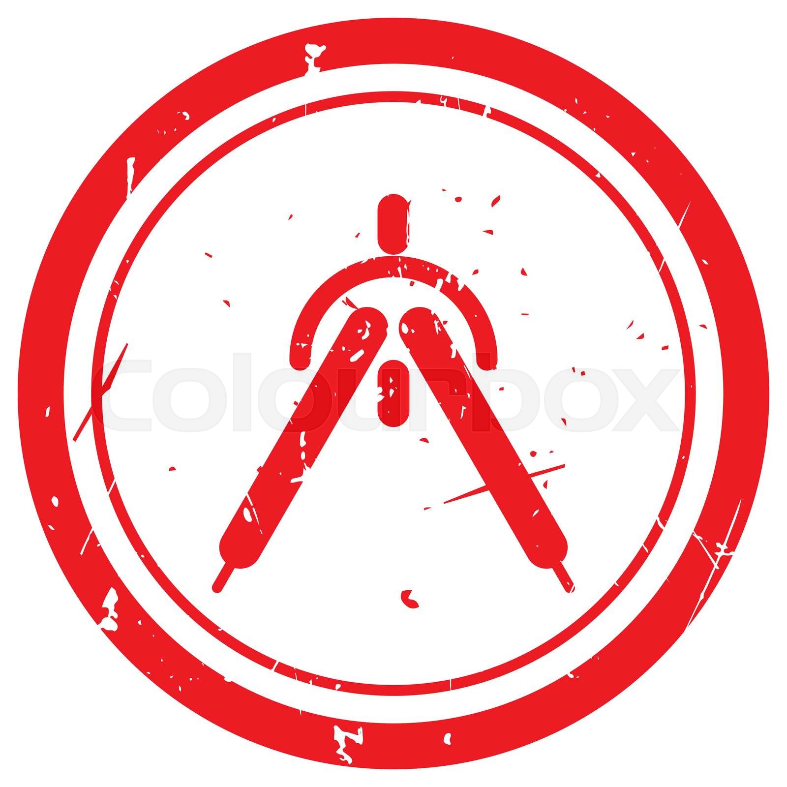 Red Drafting Compass rubber stamp | Stock vector | Colourbox