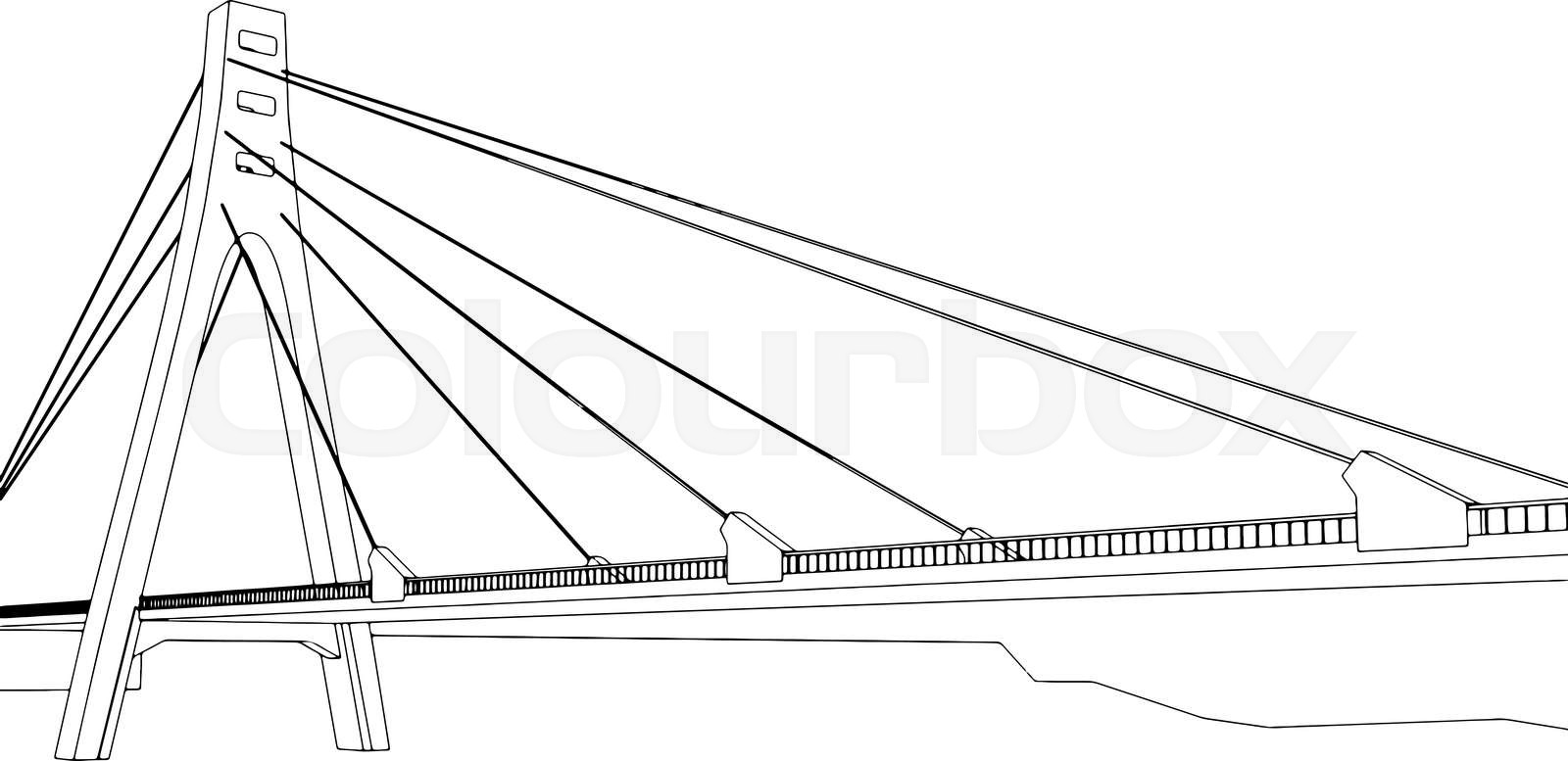 illustration of isolated cartoon bridge on white | Stock vector | Colourbox