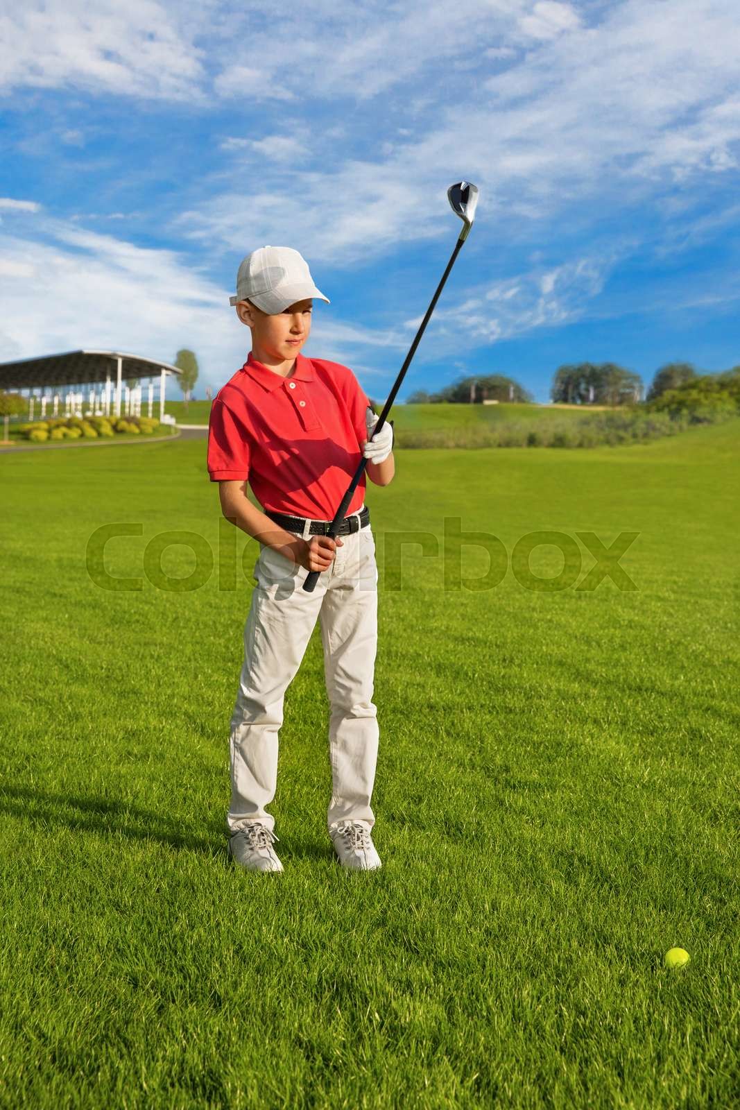 Boy playing golf | Stock image | Colourbox