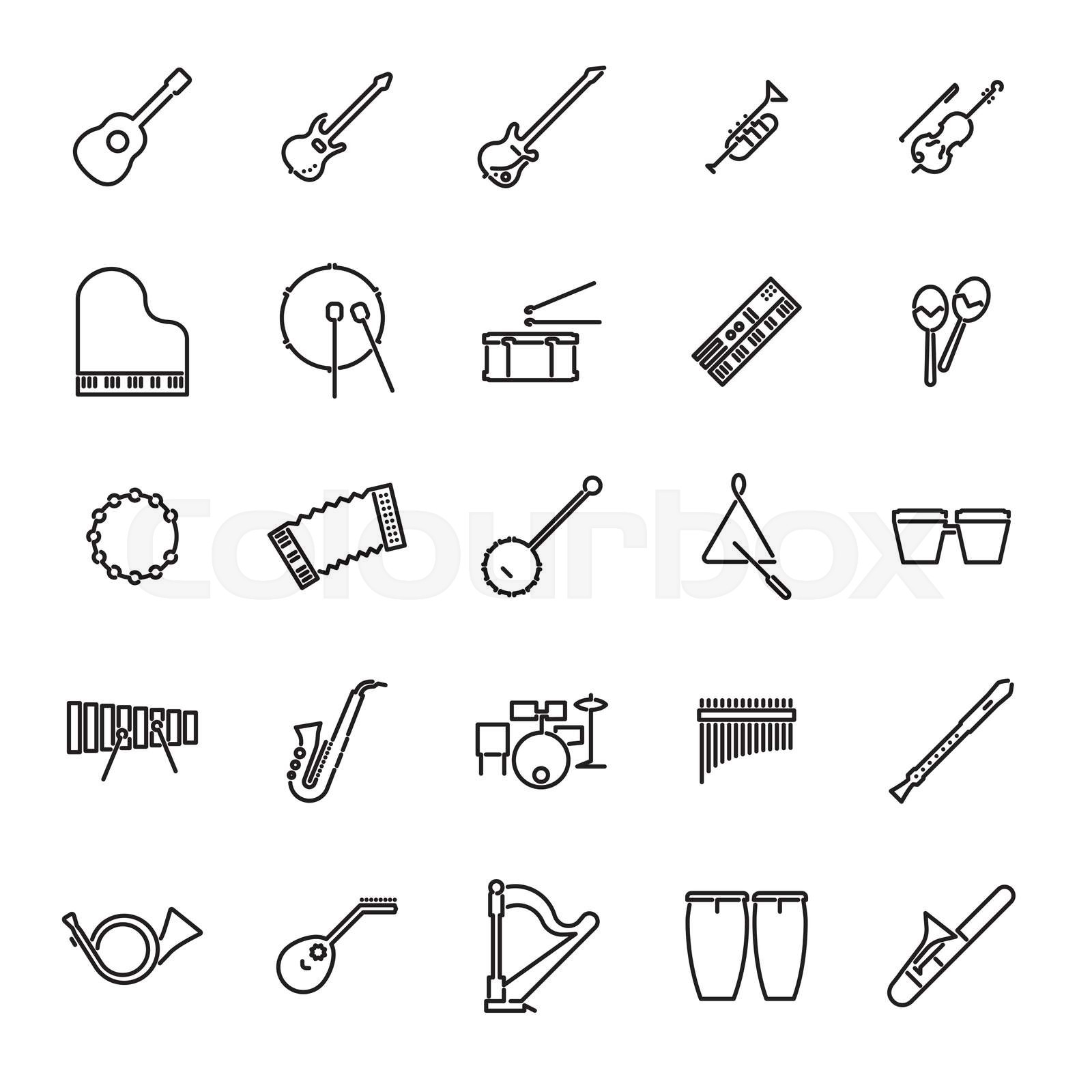 Musical Instruments Line Icon Vector Set | Stock vector | Colourbox