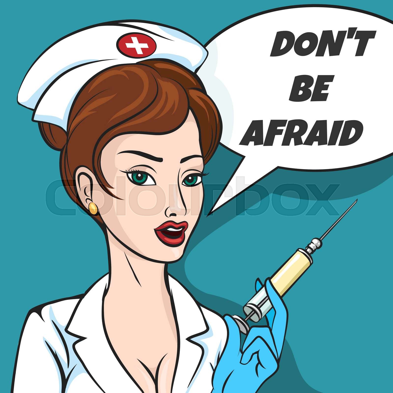 Nurse with injection syringe | Stock vector | Colourbox