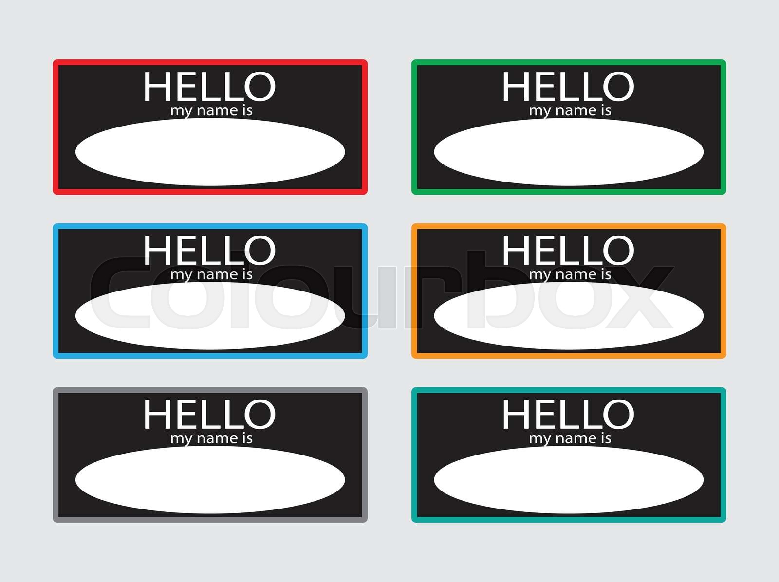 Hello my name is sticker badge set black | Stock vector | Colourbox