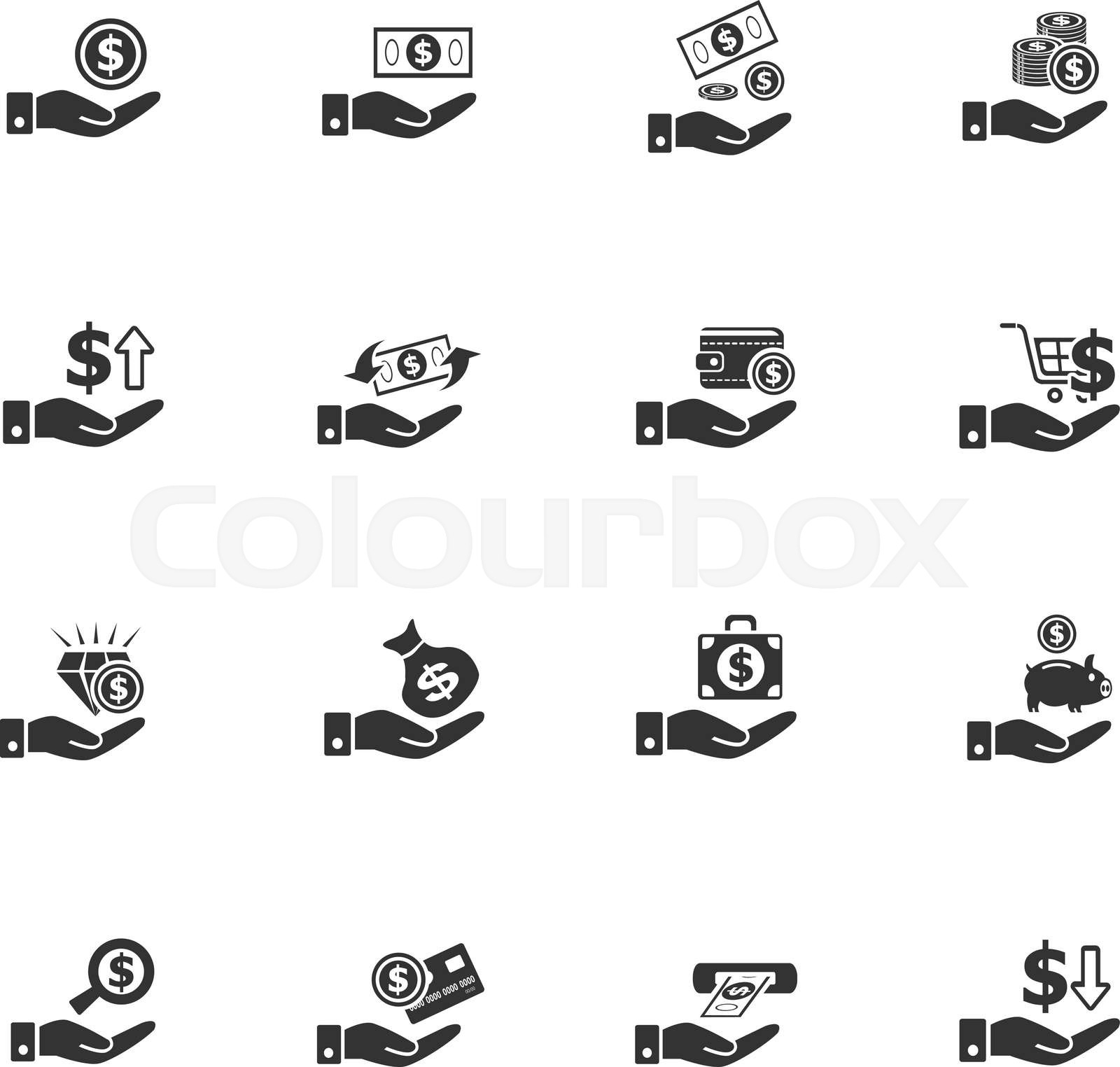 geld, hand, icon | Stock-Vektor | Colourbox
