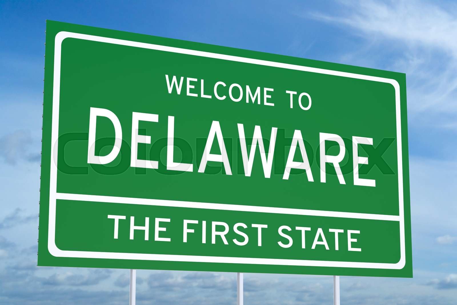 Welcome to Delaware state road sign | Stock image | Colourbox