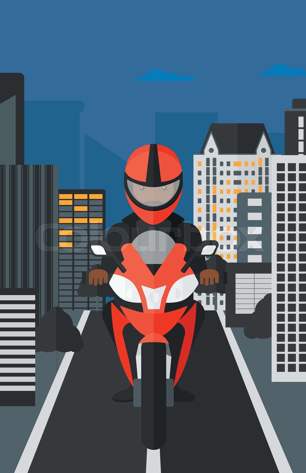 Man riding motorcycle. | Stock vector | Colourbox