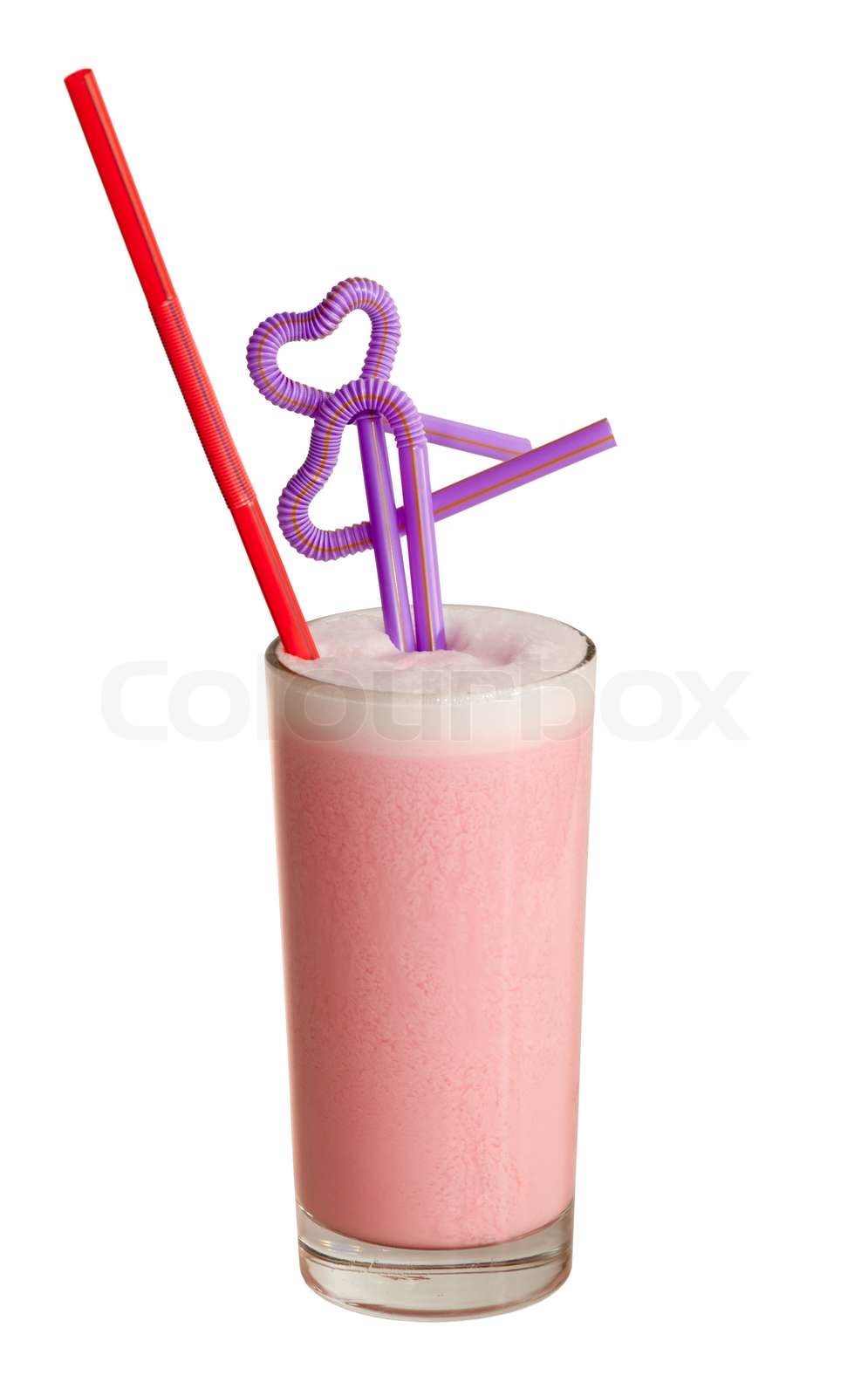 Milch -Cocktail in ein Glas mit Strohhalm isoliert auf weiß | Stock ...