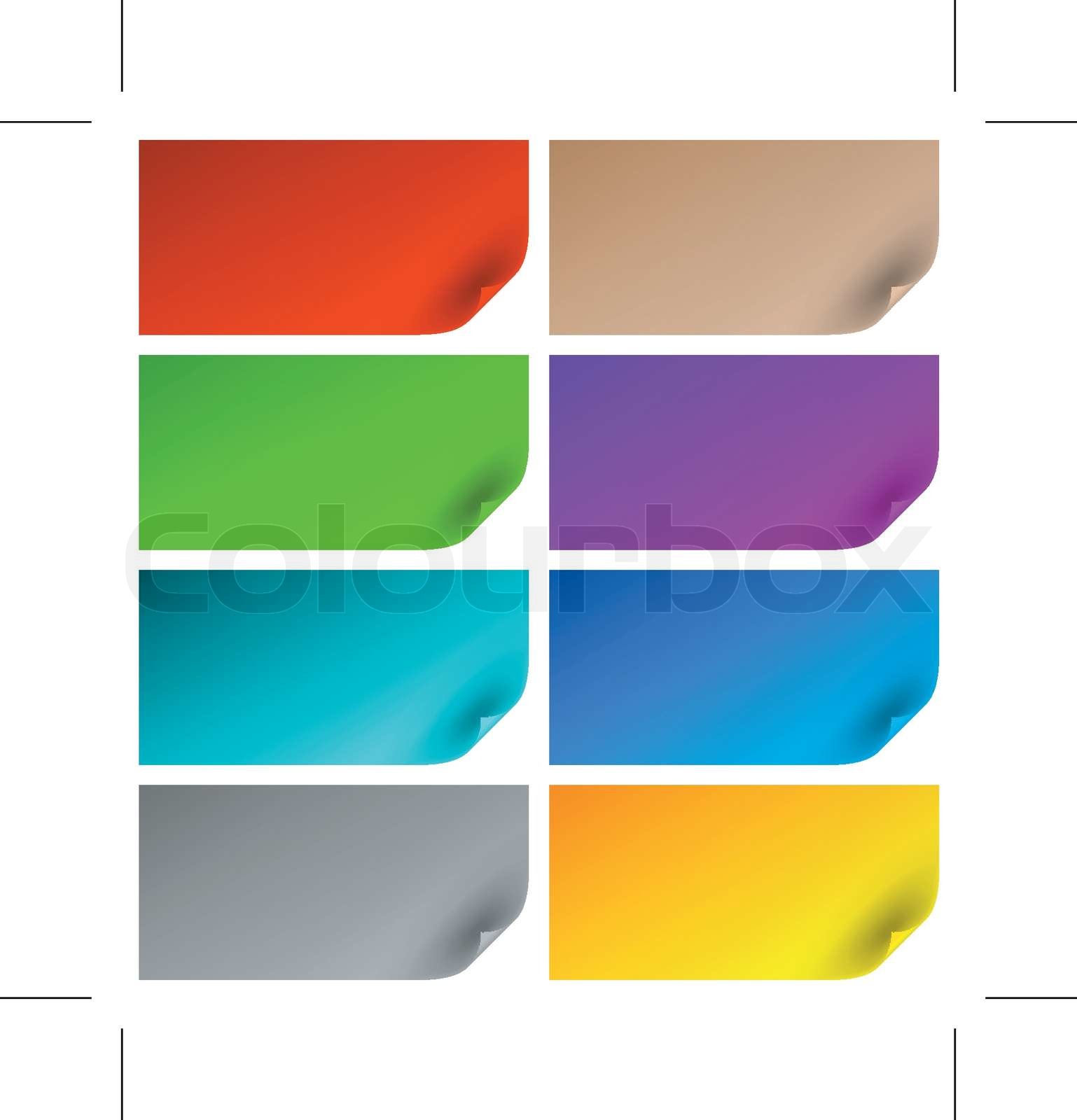 colorful sheets of paper with curled corners | Stock vector | Colourbox