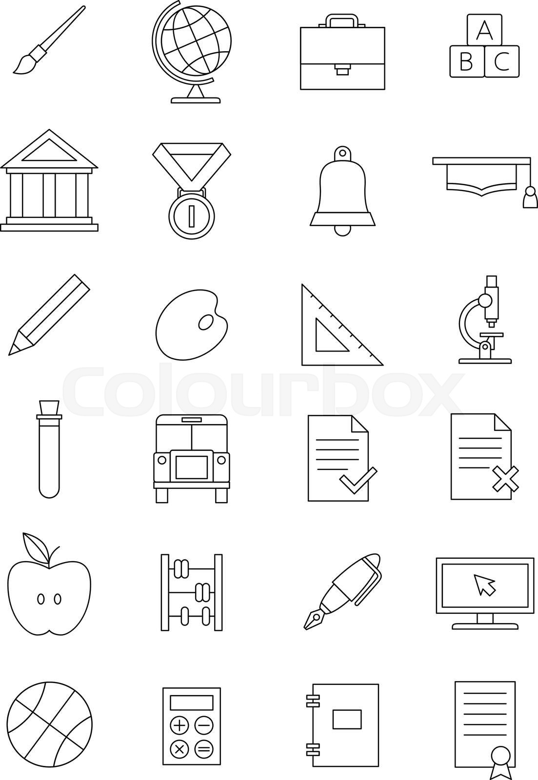 Vector black education icons set | Stock vector | Colourbox