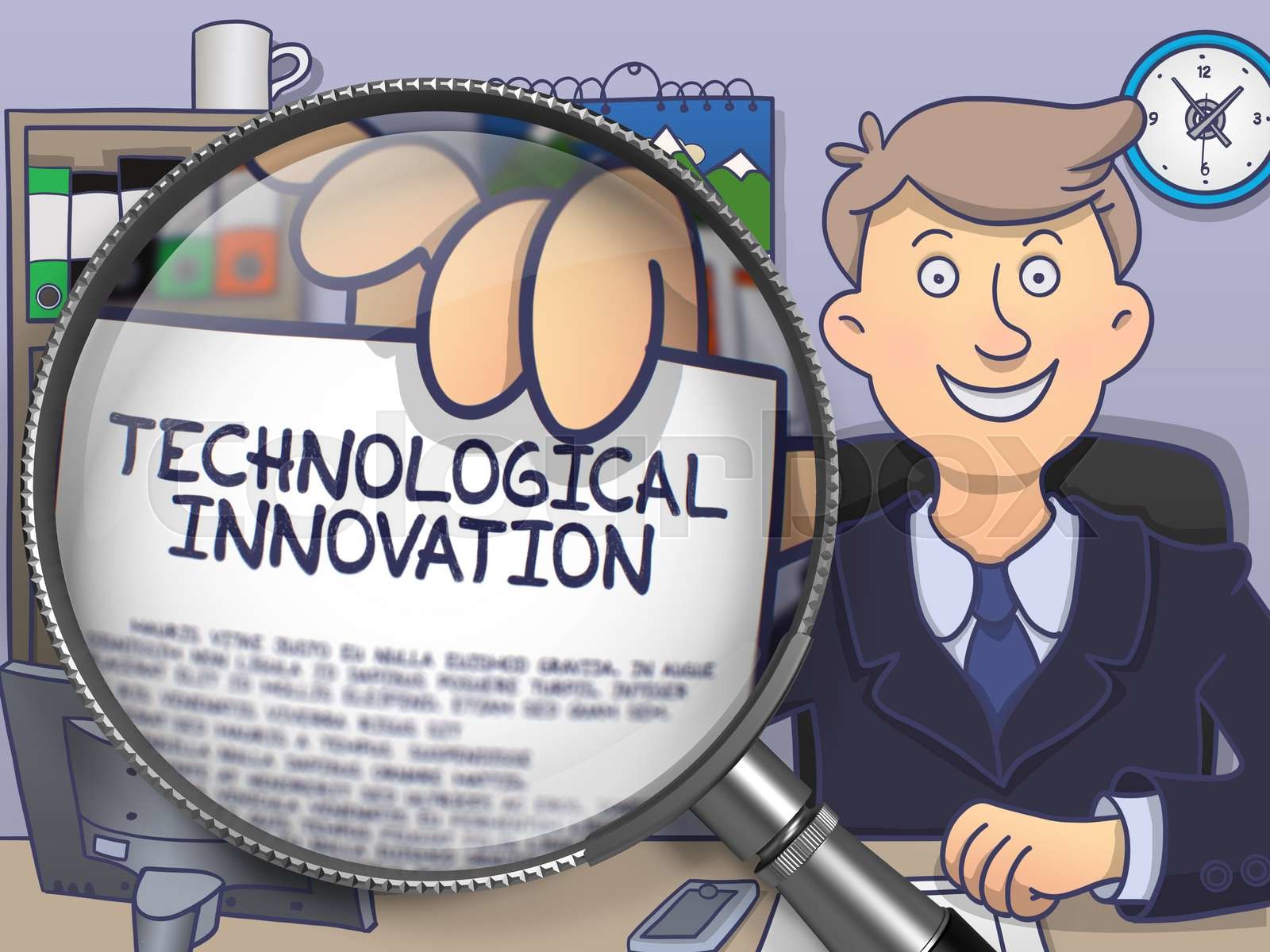 Technological Innovation through Magnifying Glass. Doodle Style ... Technological Innovation through Magnifying Glass. Doodle Style ...