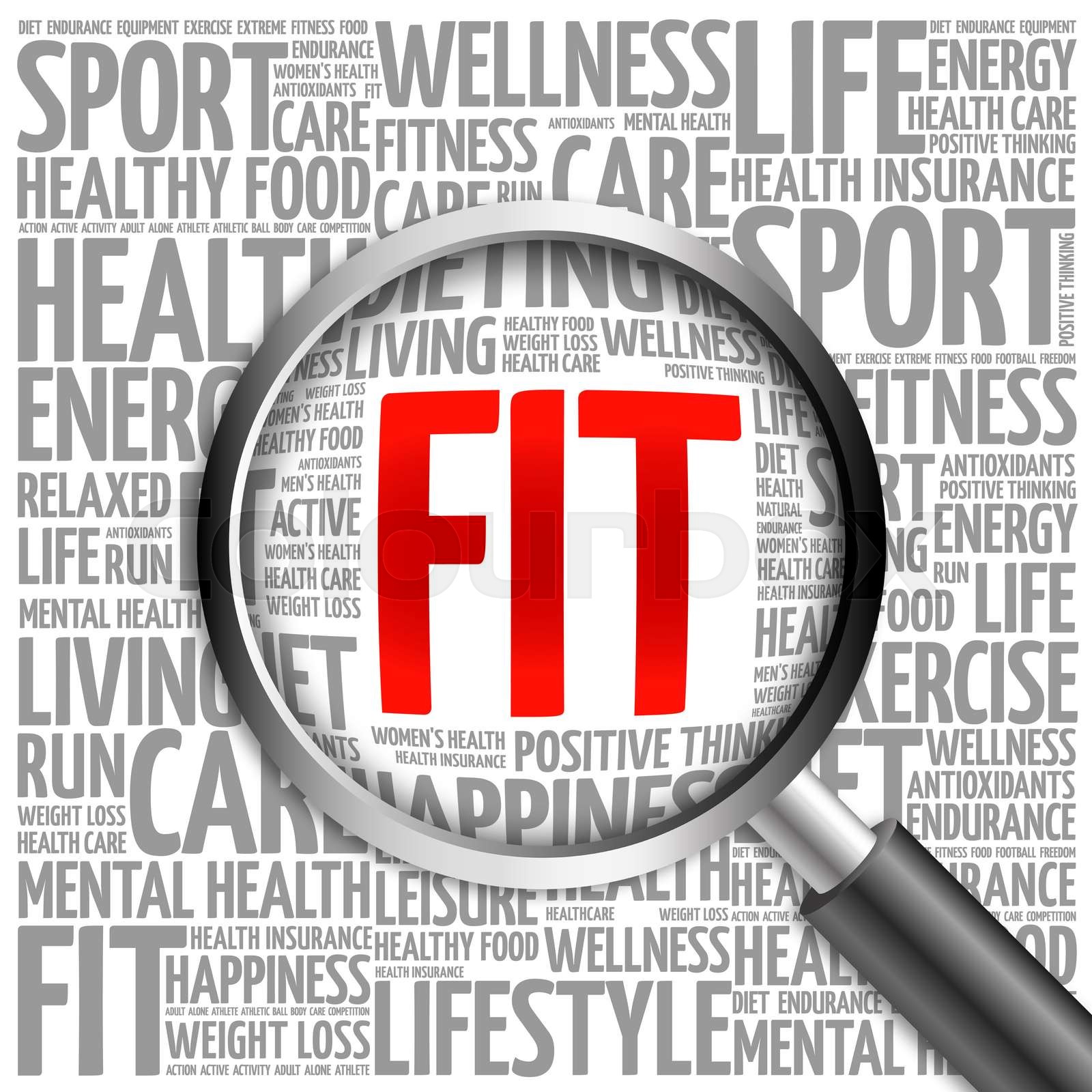 FIT word cloud with magnifying glass | Stock image | Colourbox