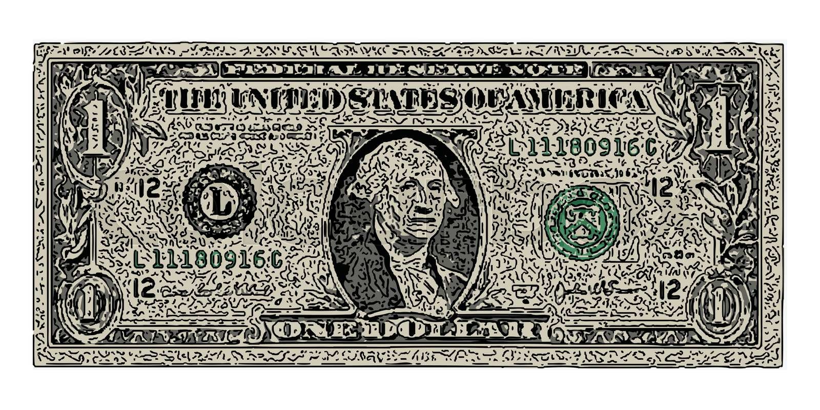 one dollar bancnote of united states of america | Stock vector | Colourbox