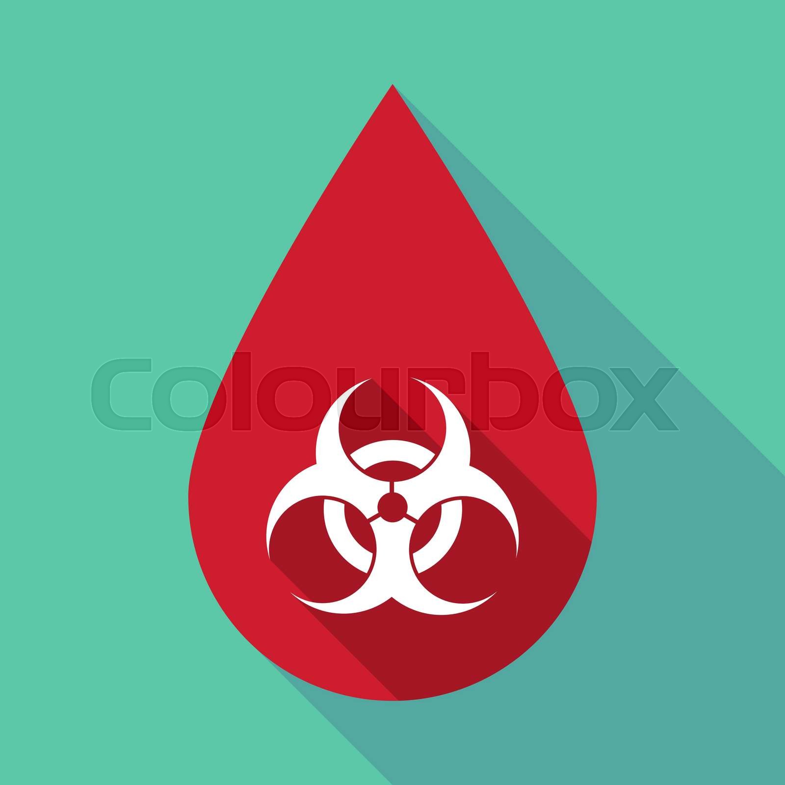 Long shadow blood drop with a biohazard sign | Stock vector | Colourbox