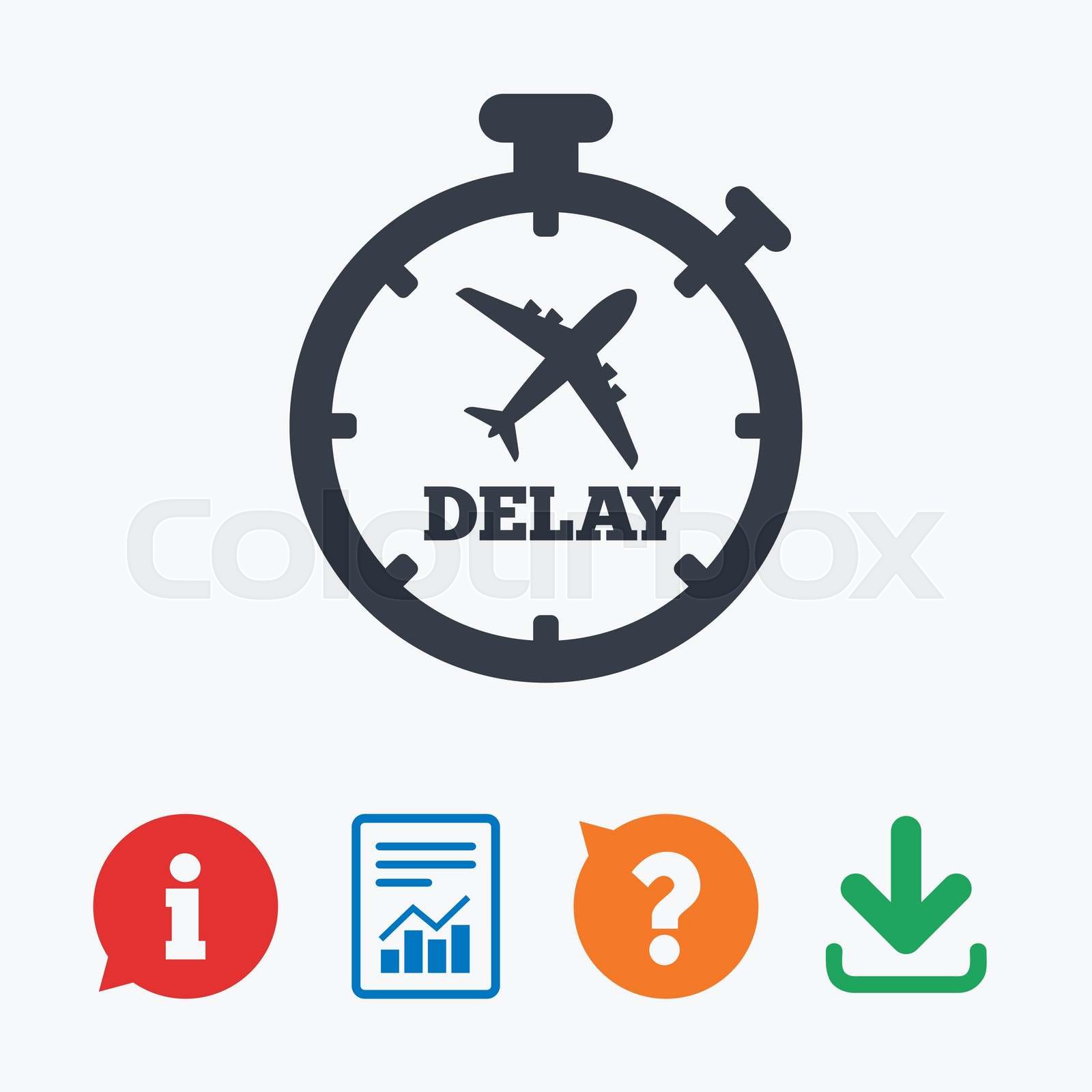 Delayed flight sign icon. Airport delay symbol. | Stock vector | Colourbox