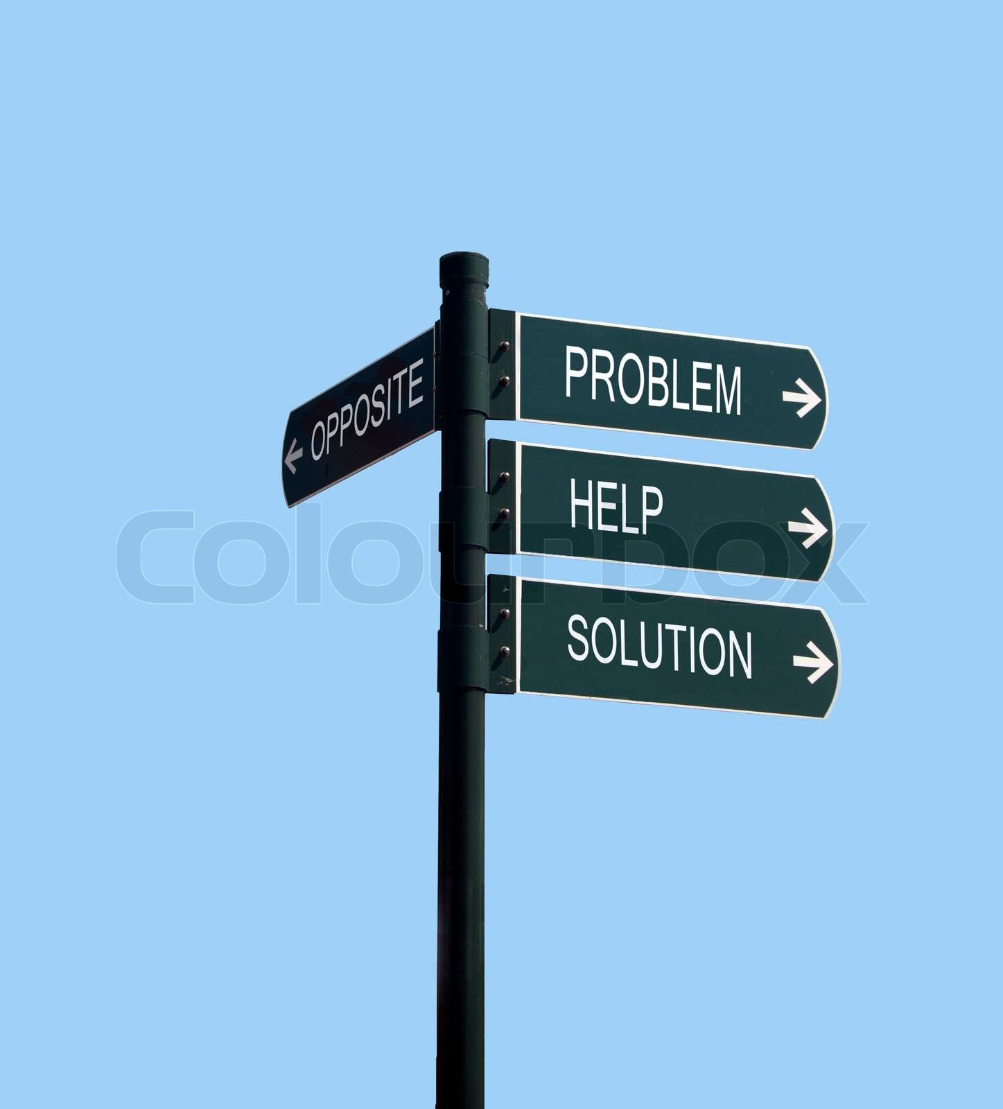 retning skilt med problemet hjælp og løsning | Stock foto | Colourbox