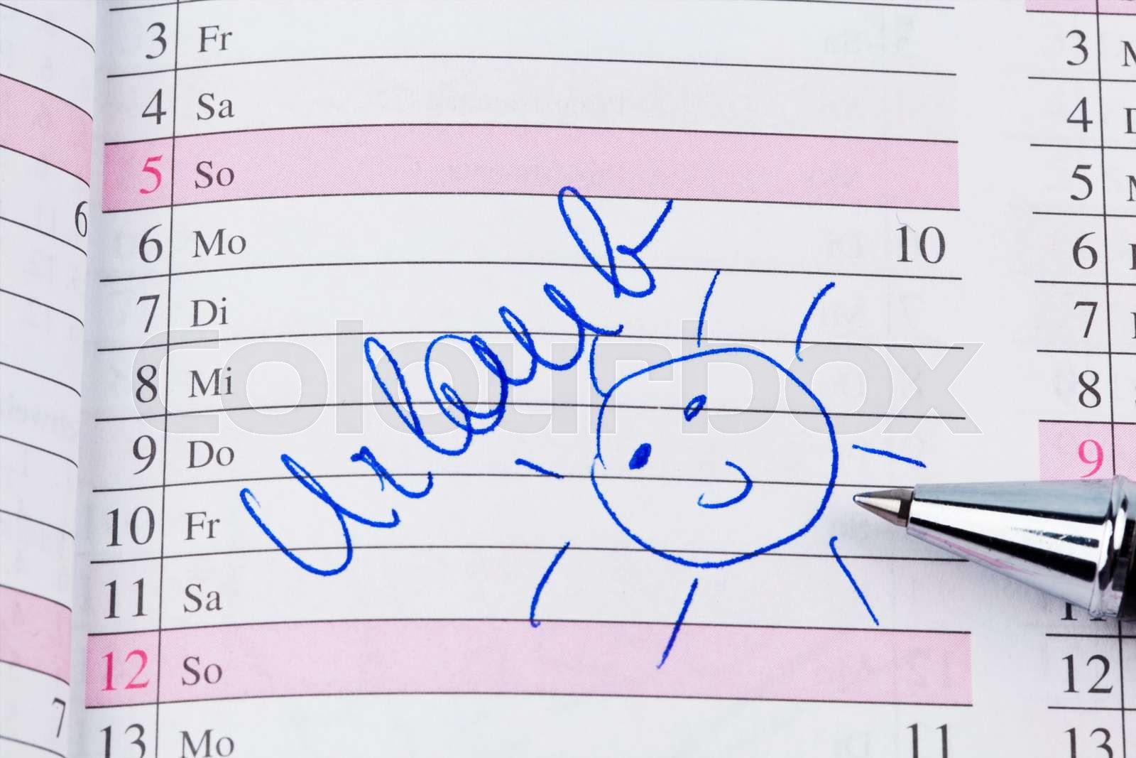 entry to the calendar: holidays | Stock image | Colourbox