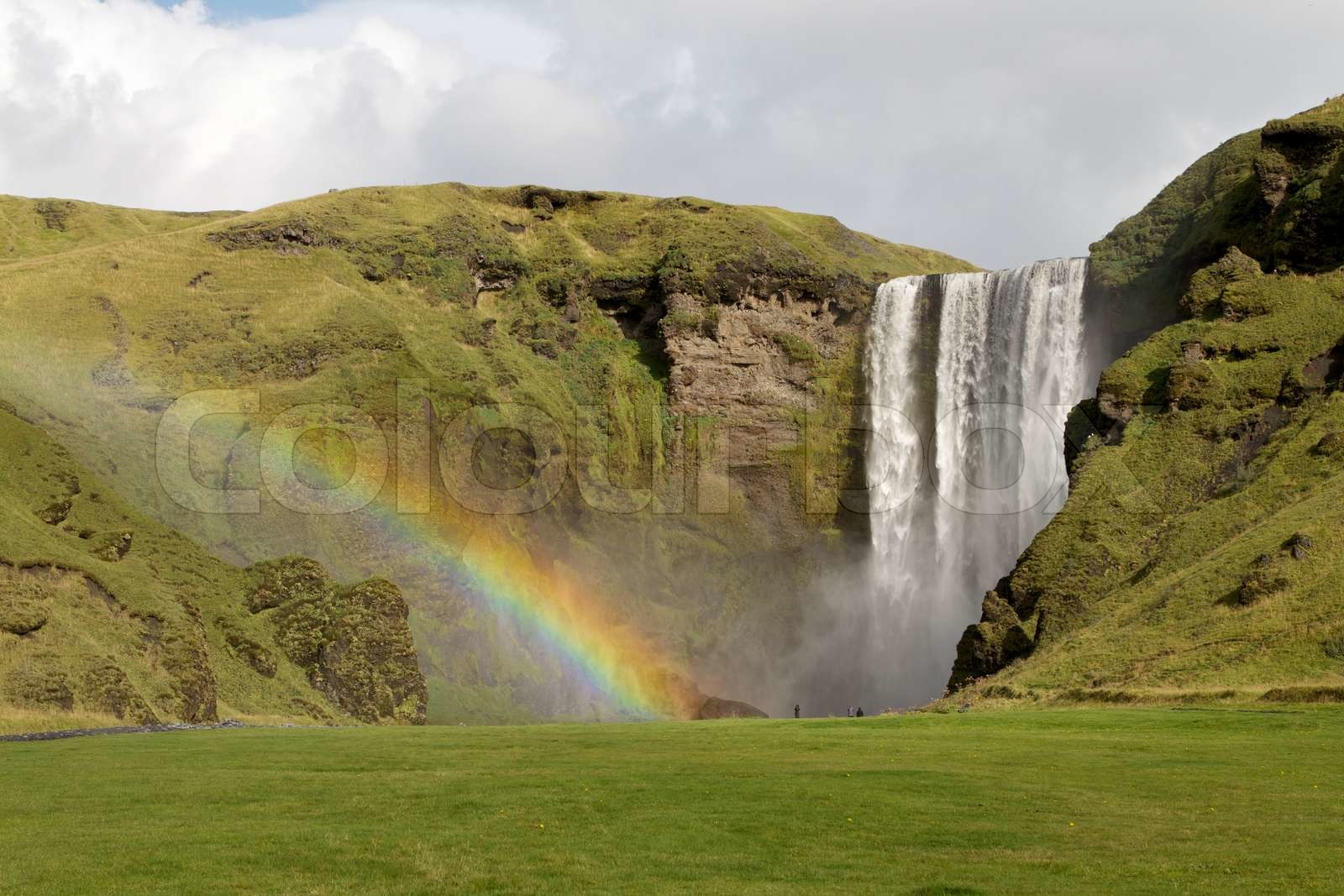 The famous and beautiful Skogafoss waterfall in south Iceland | Stock ...