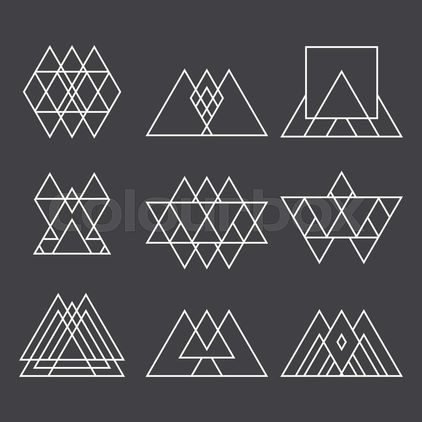 Set of 9 geometric shapes triangles, squares and lines for your design ...