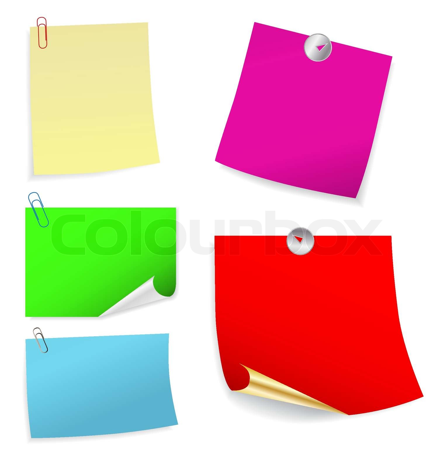 colored note paper - vector | Stock vector | Colourbox
