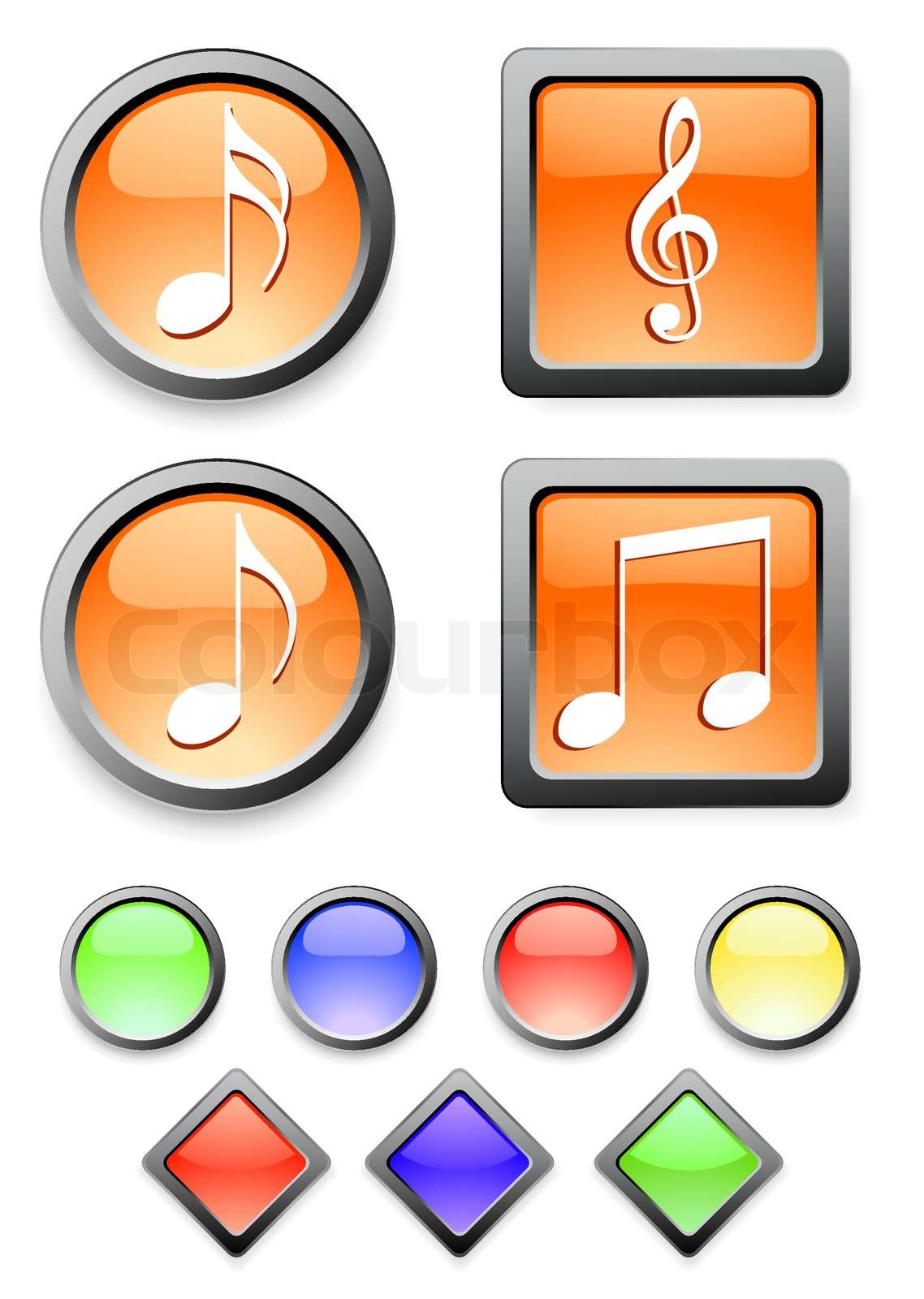vector music notes buttons | Stock vector | Colourbox