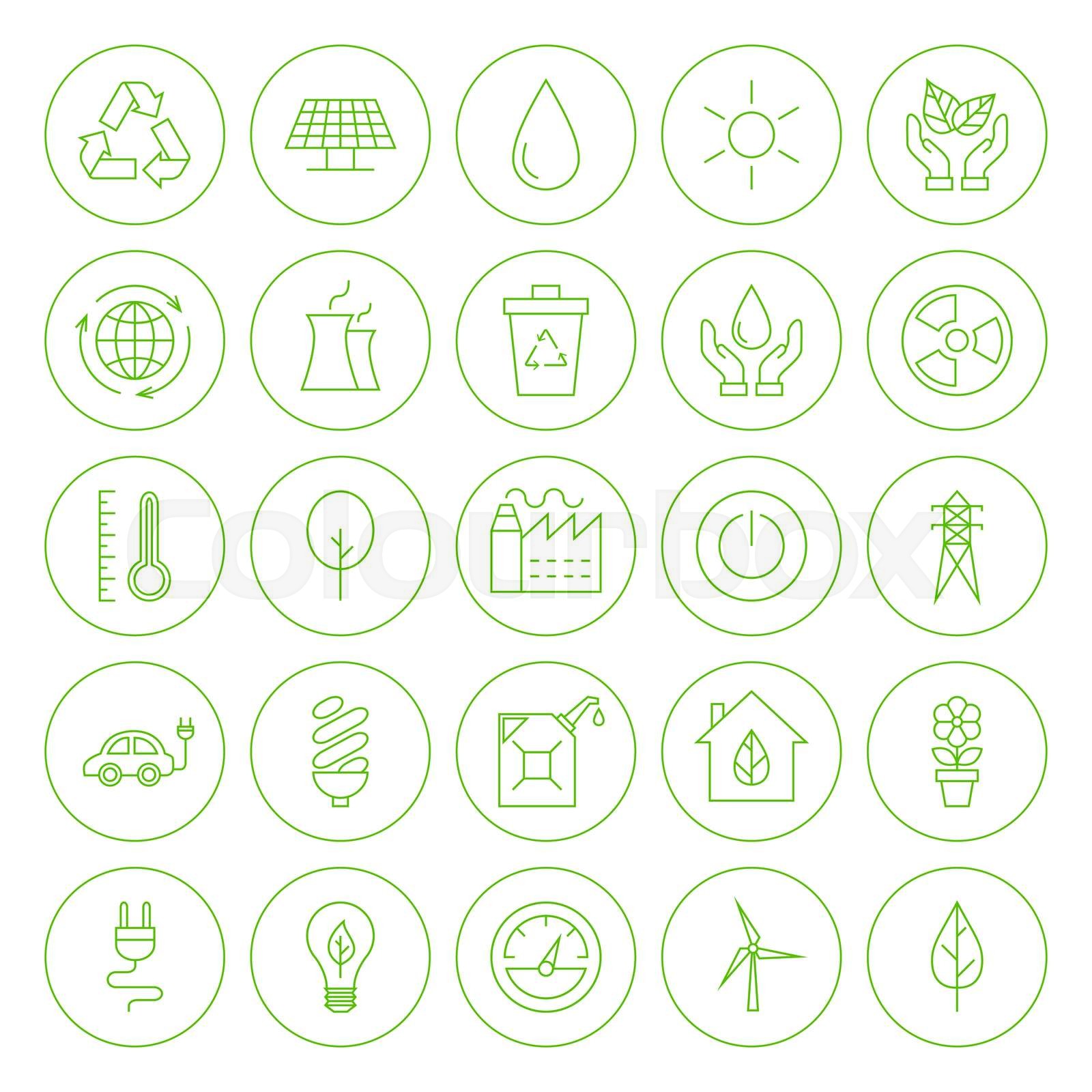 Line Circle Go Green Environment Icons Set | Stock vector | Colourbox