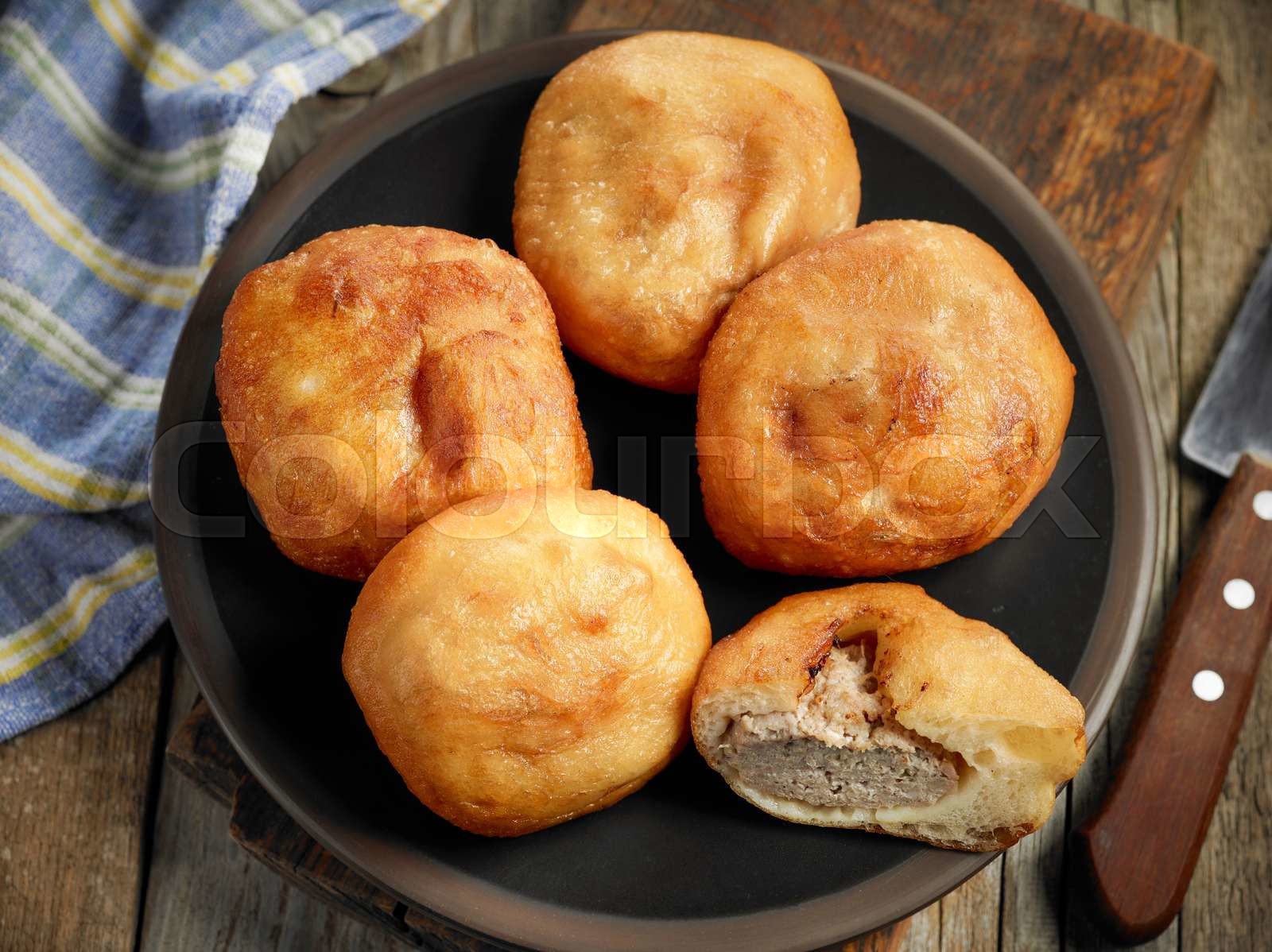 fried meat pies belyashi | Stock image | Colourbox