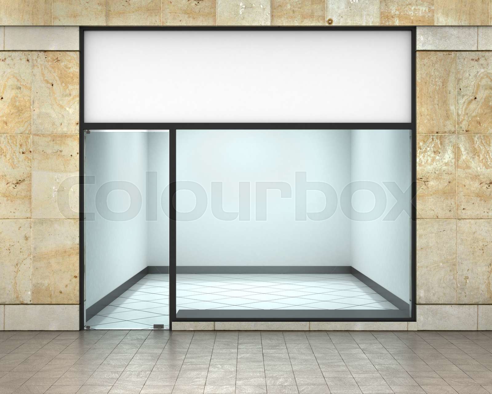 Shop Front. Exterior horizontal windows empty for your store product ...