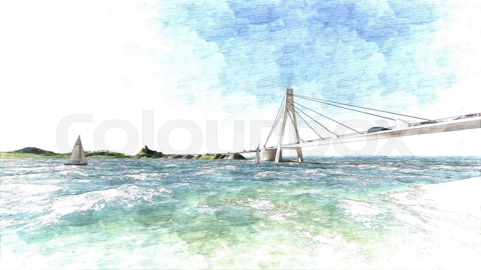 Hand drawn bridge, vector illustration | Stock image | Colourbox