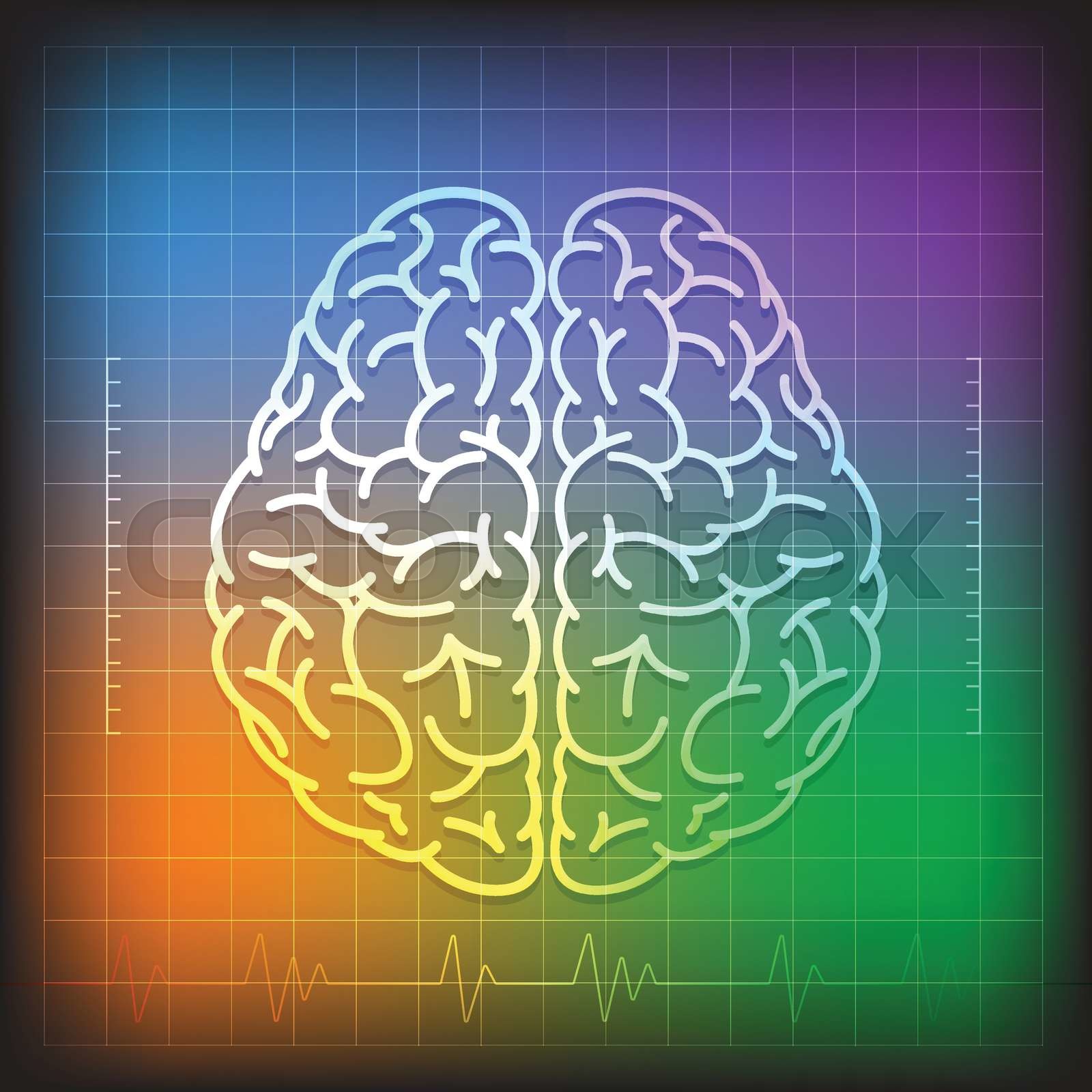 Human Brain Concept with Wave Diagram Colorful Background | Stock ...
