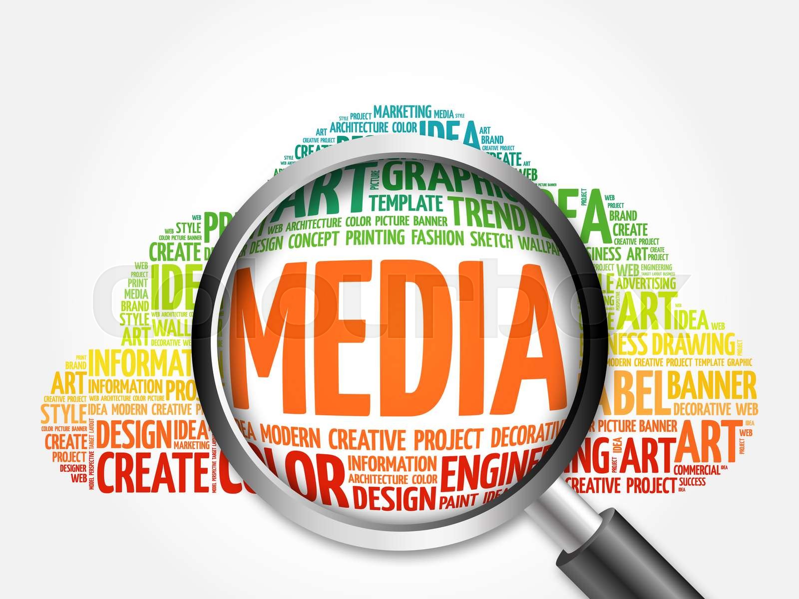 MEDIA word cloud with magnifying glass | Stock image | Colourbox