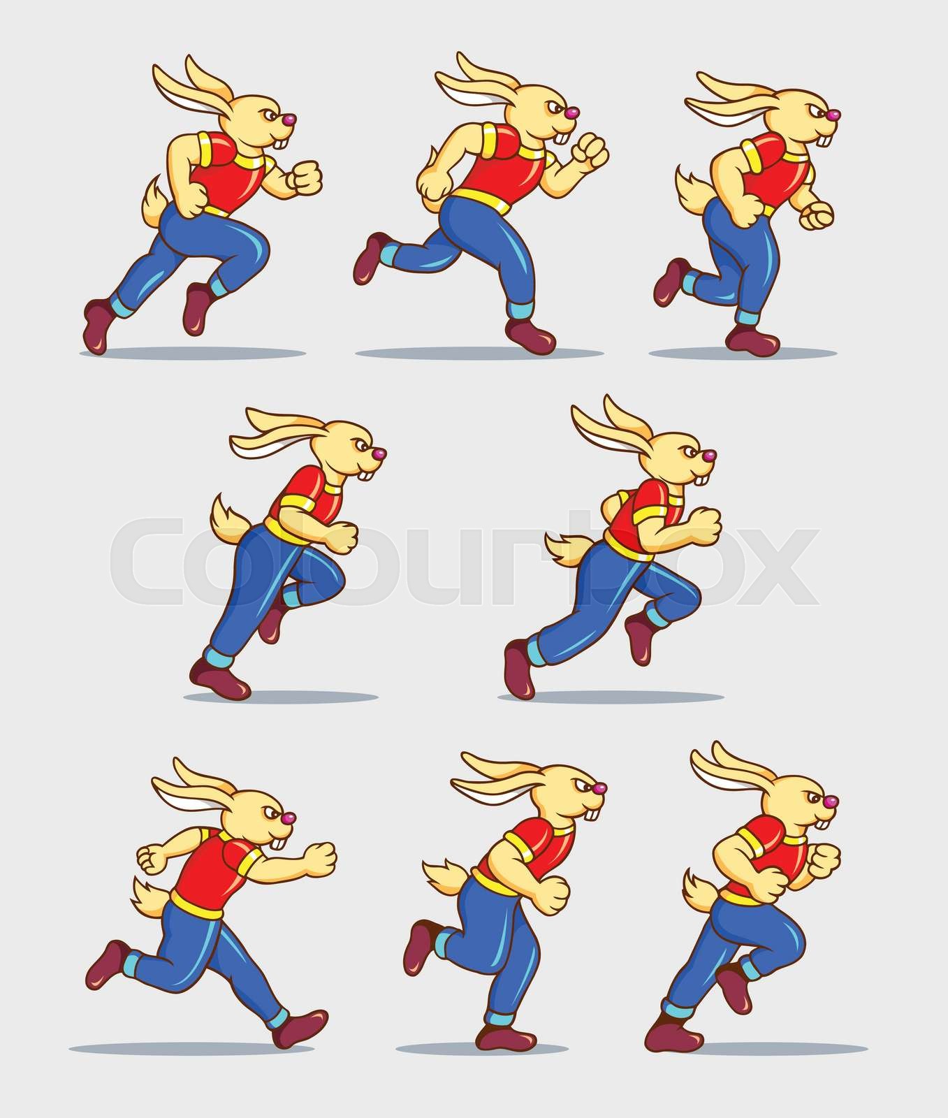 Rabbit running cartoon sprites | Stock vector | Colourbox