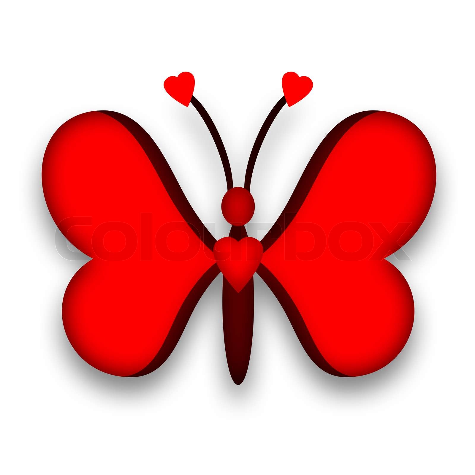 Butterfly red heart design | Stock image | Colourbox