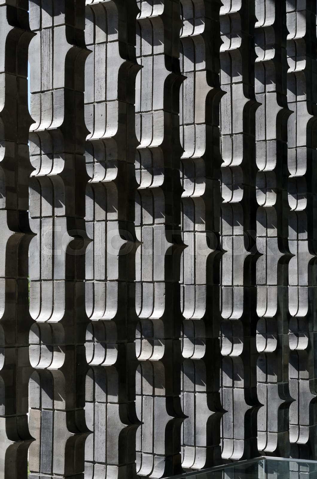 Vertical extruded brick wall with light | Stock image | Colourbox