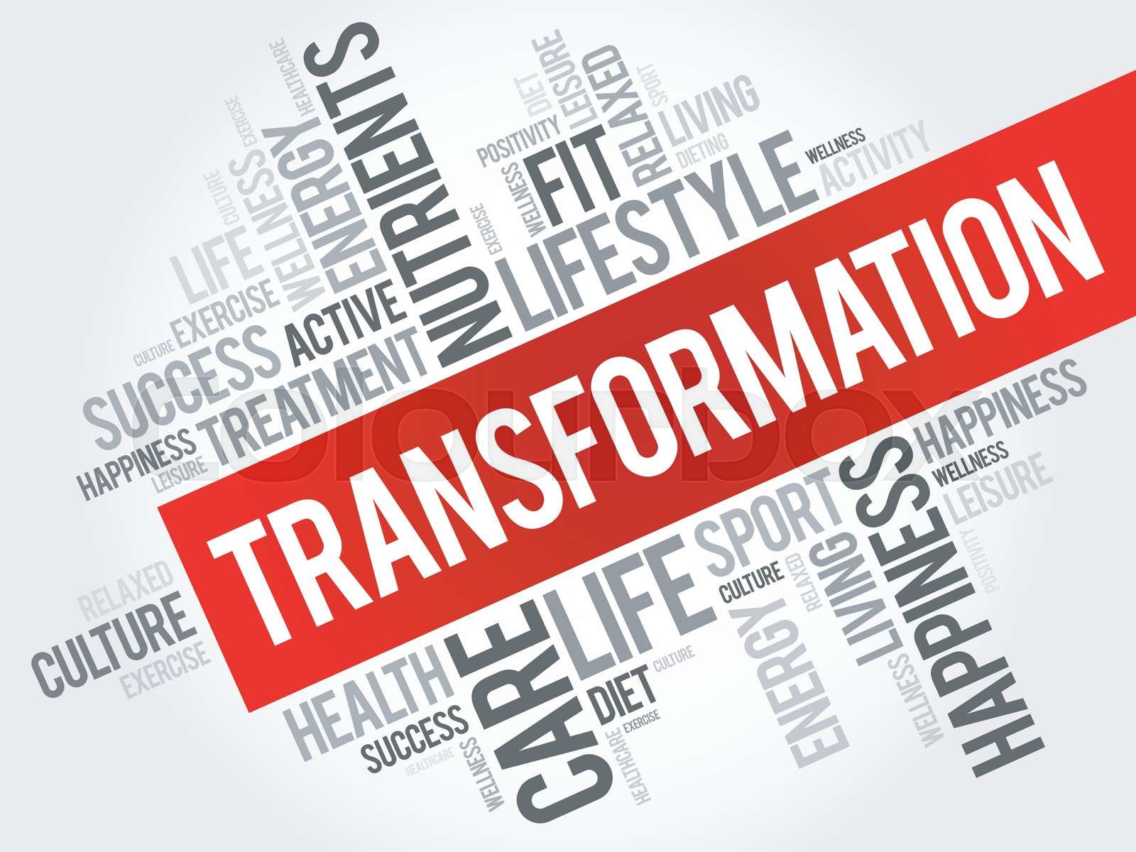 TRANSFORMATION word cloud, fitness | Stock vector | Colourbox