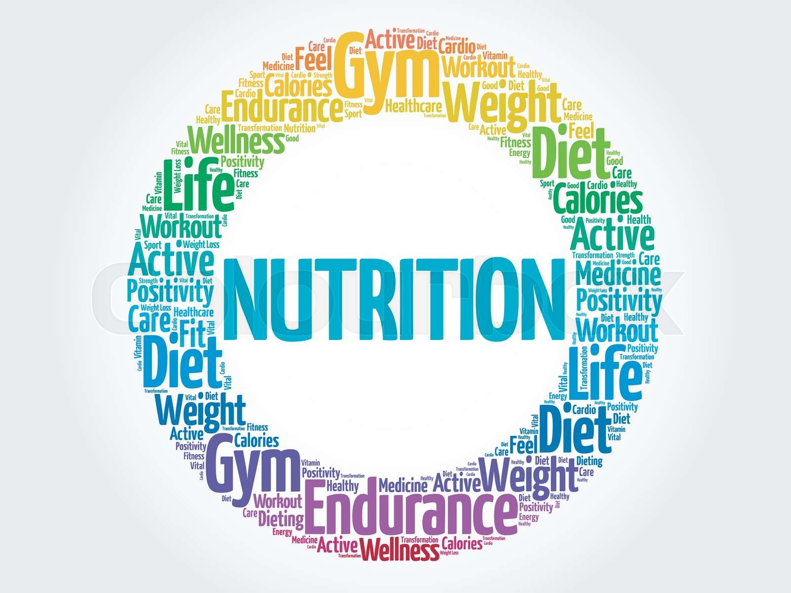 Nutrition circle stamp word cloud | Stock vector | Colourbox