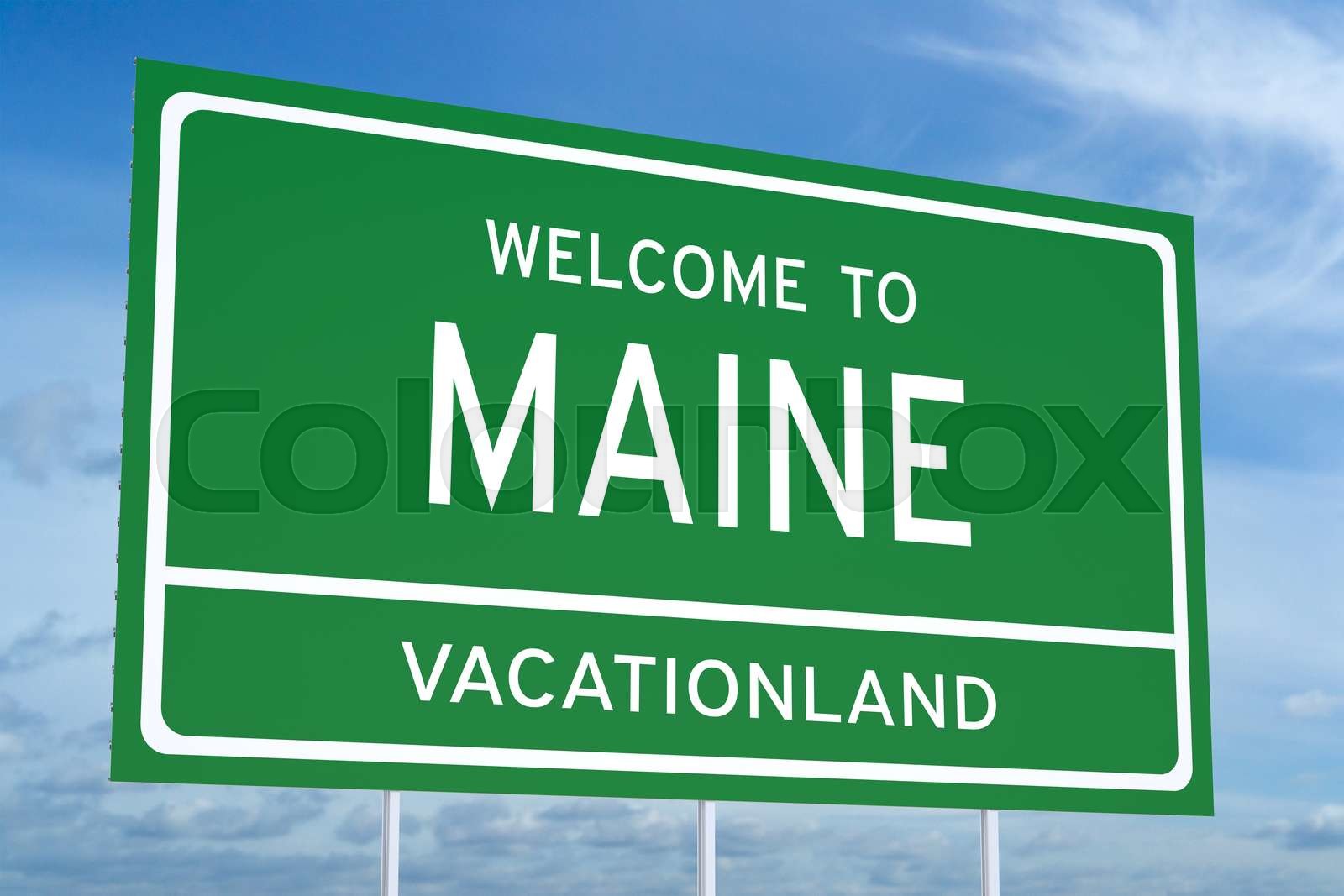 Welcome to Maine state road sign | Stock image | Colourbox