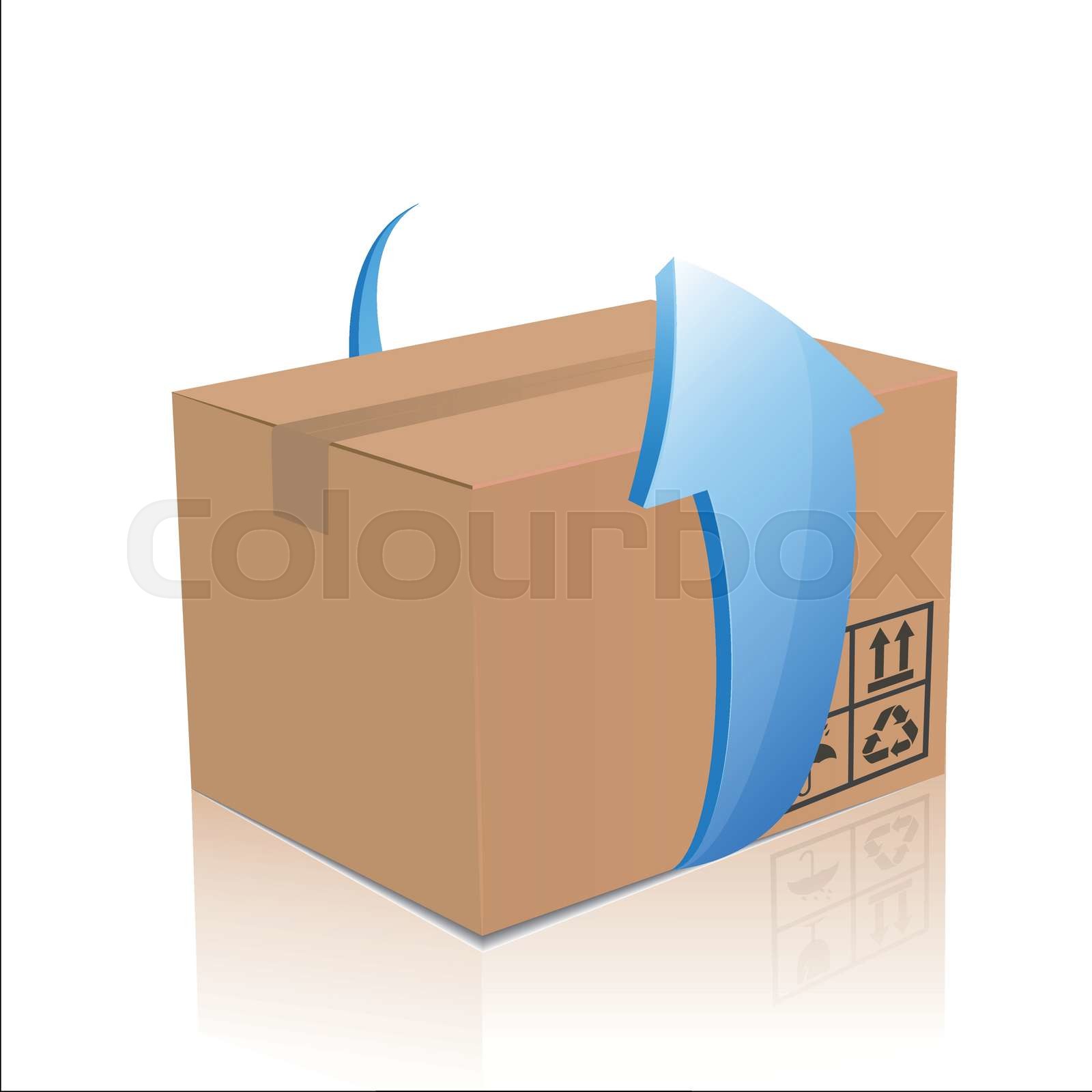 Delivery cardboard box with blue arrow | Stock vector | Colourbox