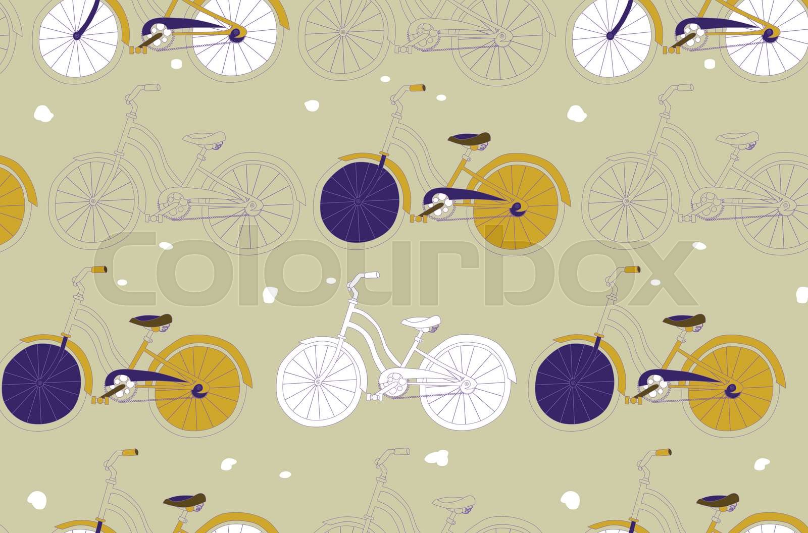 Seamless pattern with vintage bicycles. | Stock vector | Colourbox