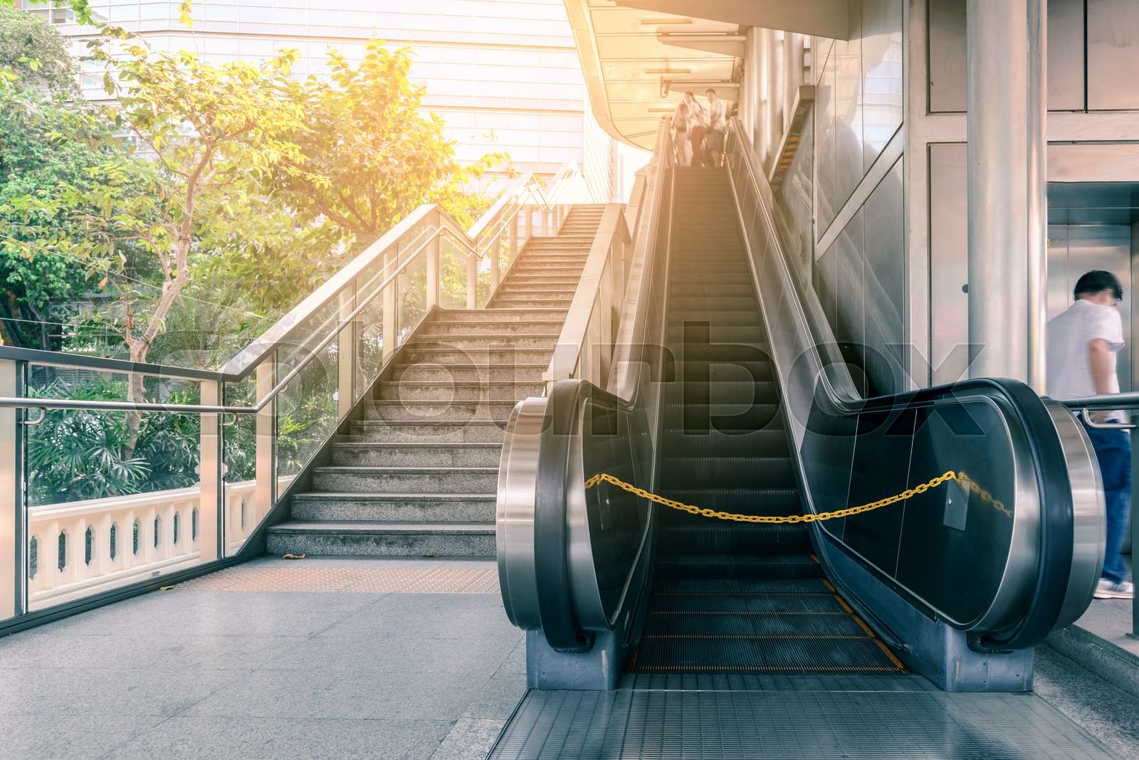 Out of service escalator closed for maintenance. | Stock image | Colourbox