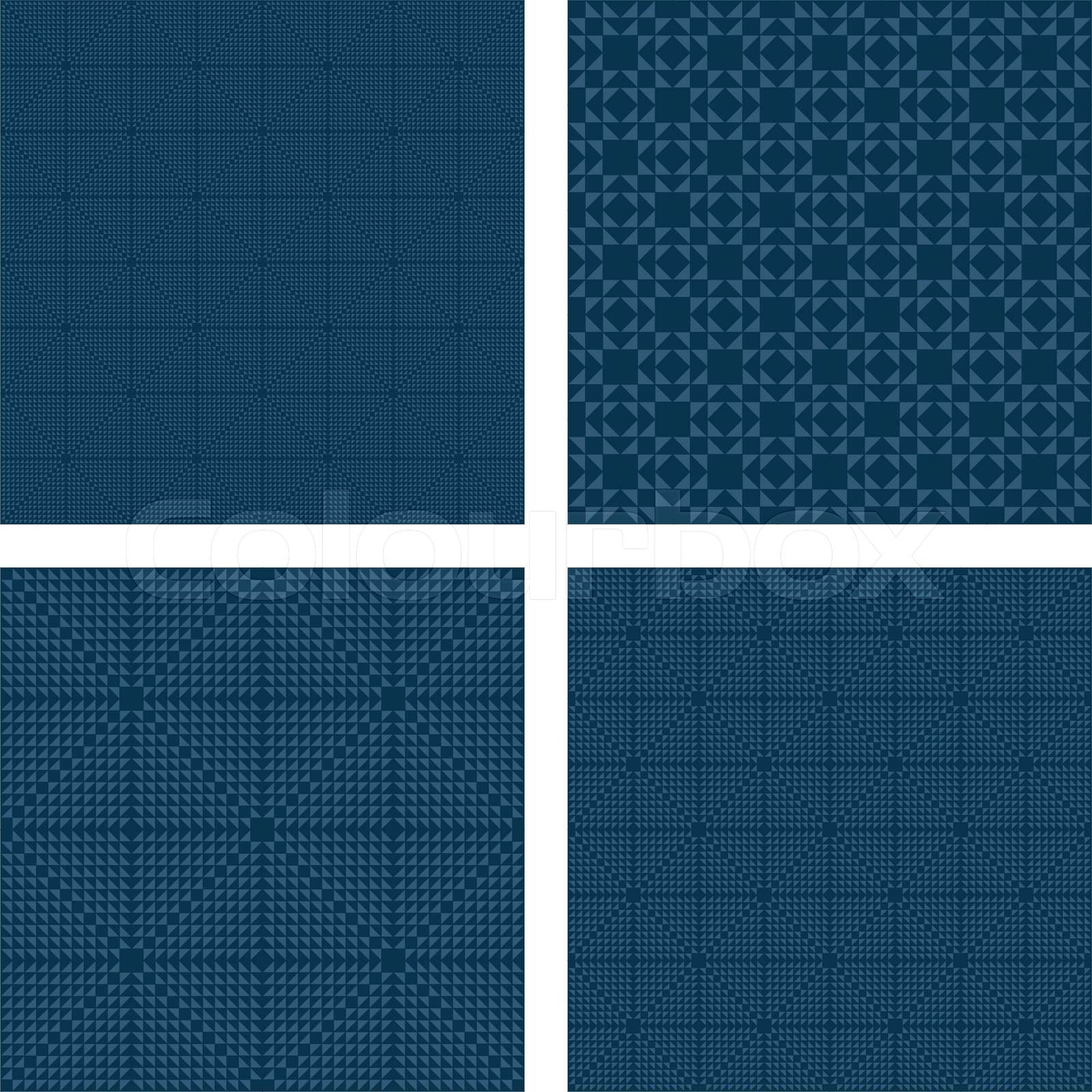 Seamless blue triangle pattern set | Stock vector | Colourbox